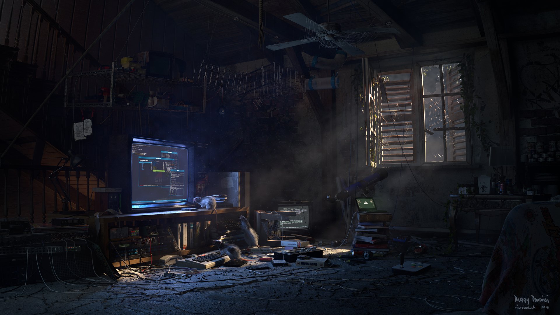 Download Computer Mouse Rat Abandoned Sci Fi Room HD Wallpaper by David ...