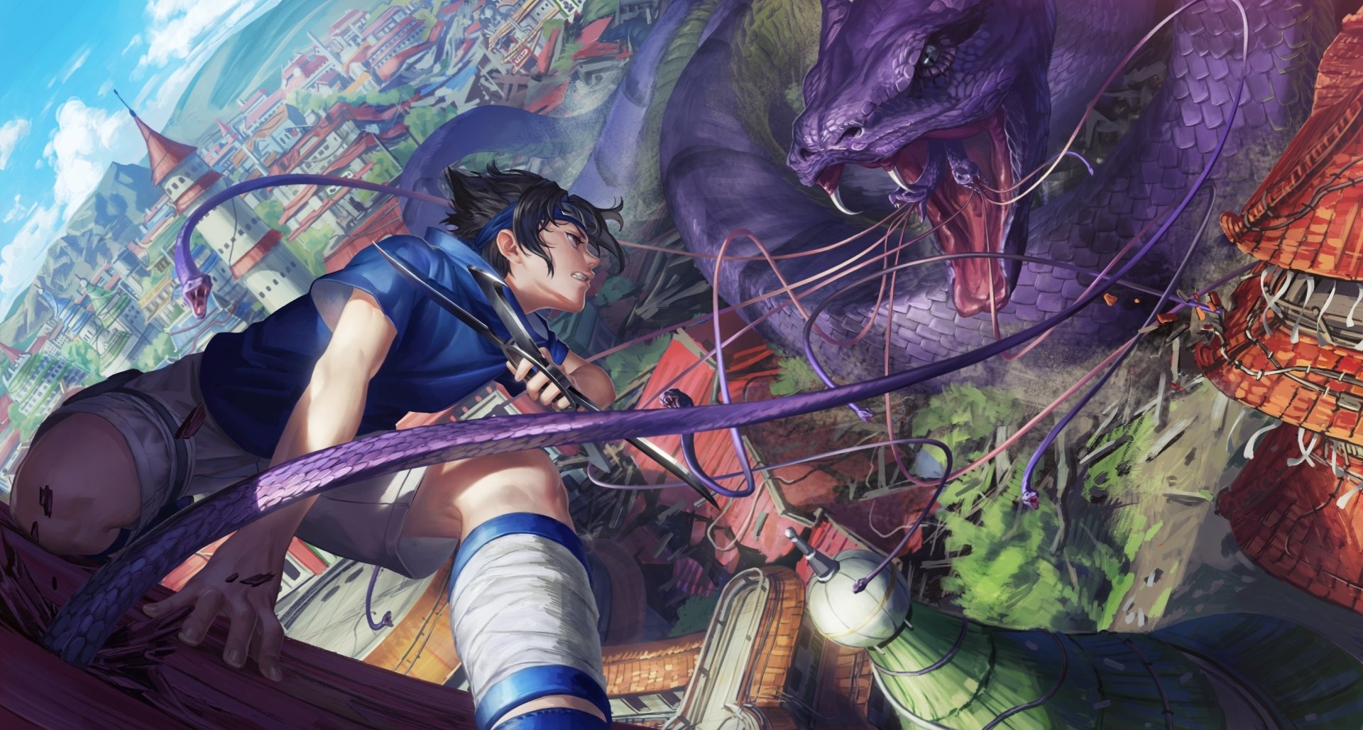 Sasuke Uchiha Confronts Serpent - Naruto Anime HD Wallpaper by 生ゴミカン