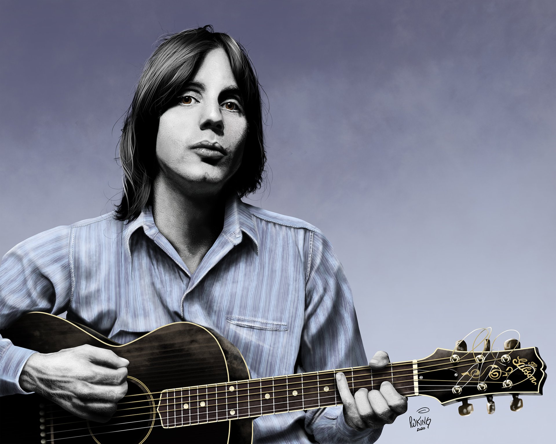 Classic Singer-Songwriter with Guitar HD Wallpaper
