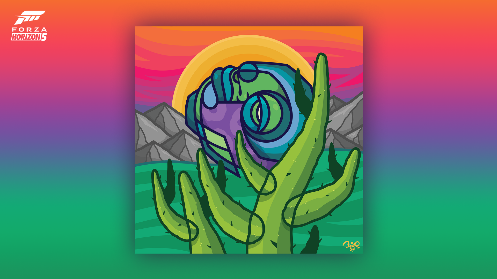 Forza Horizon 5 Vibrant Desert Sunset Artwork HD Wallpaper