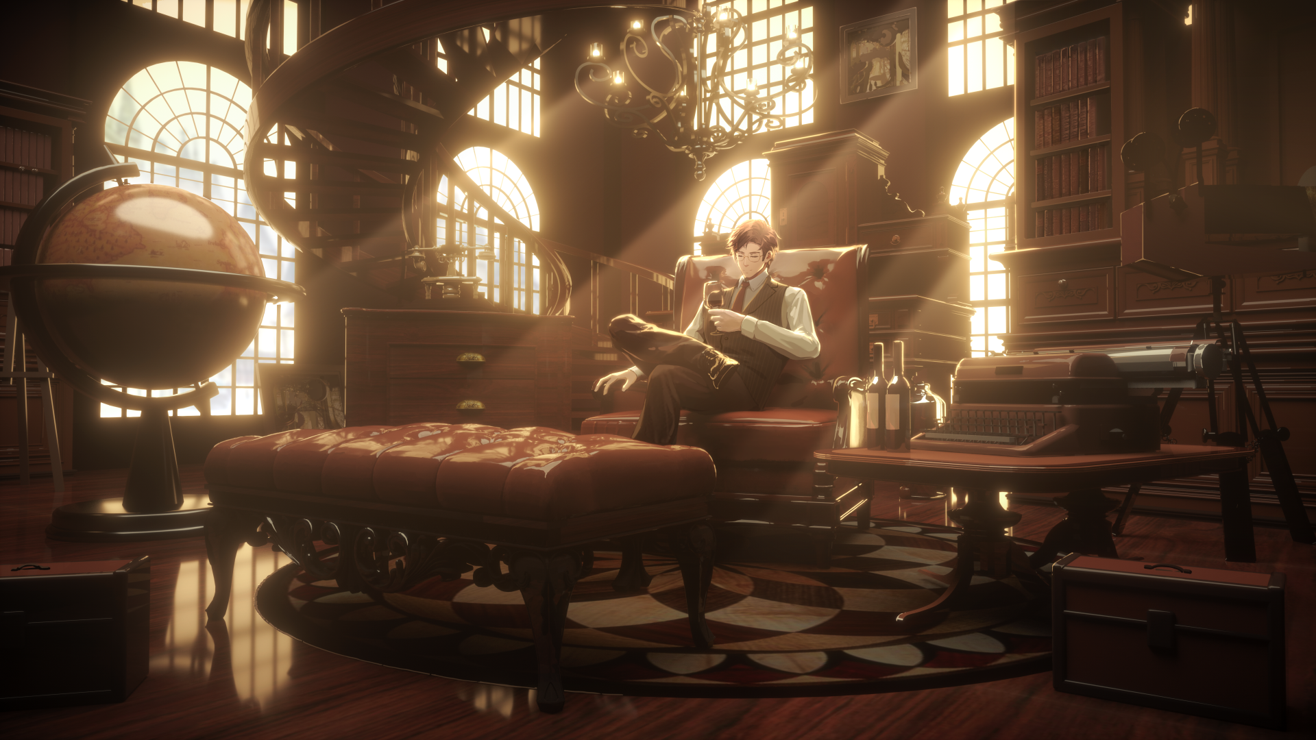 4K Ultra HD Anime Boy in a Cozy Library Glow by 洛子roko