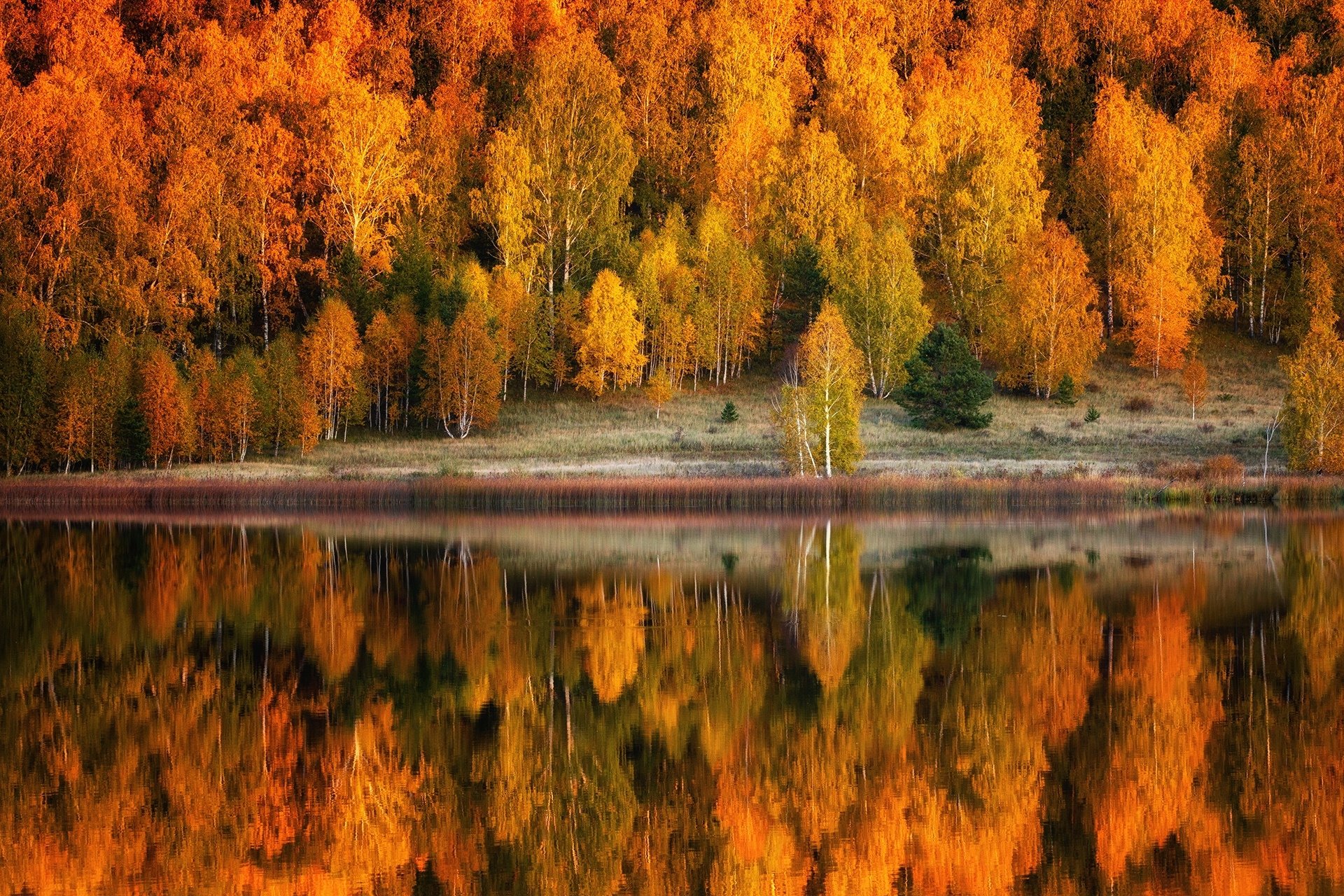 Autumn Mirror: HD Fall Reflection Wallpaper | 1920x1280 | Wallpaper Abyss