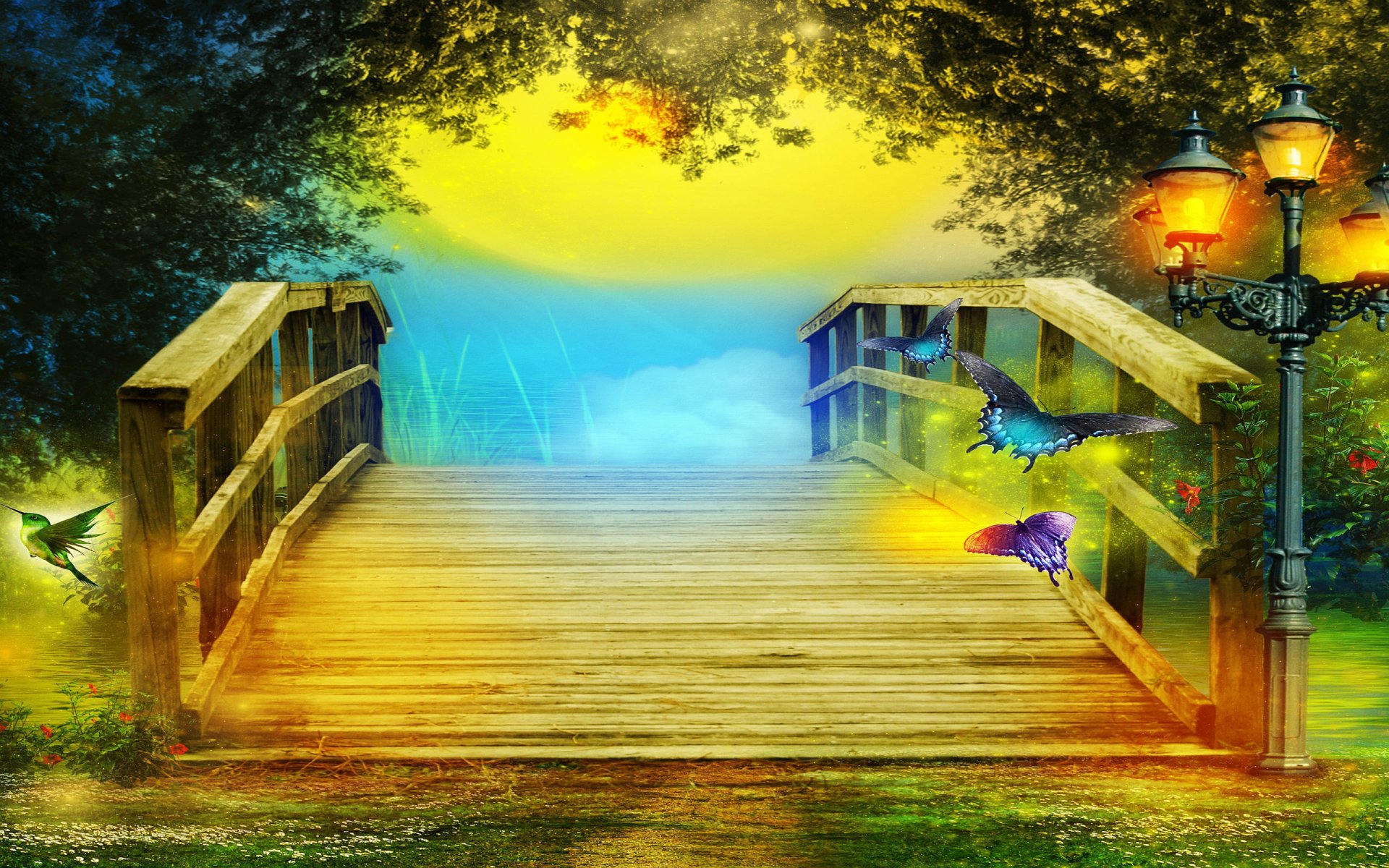 Whimsical Bridge: A Fantasy HD Wallpaper