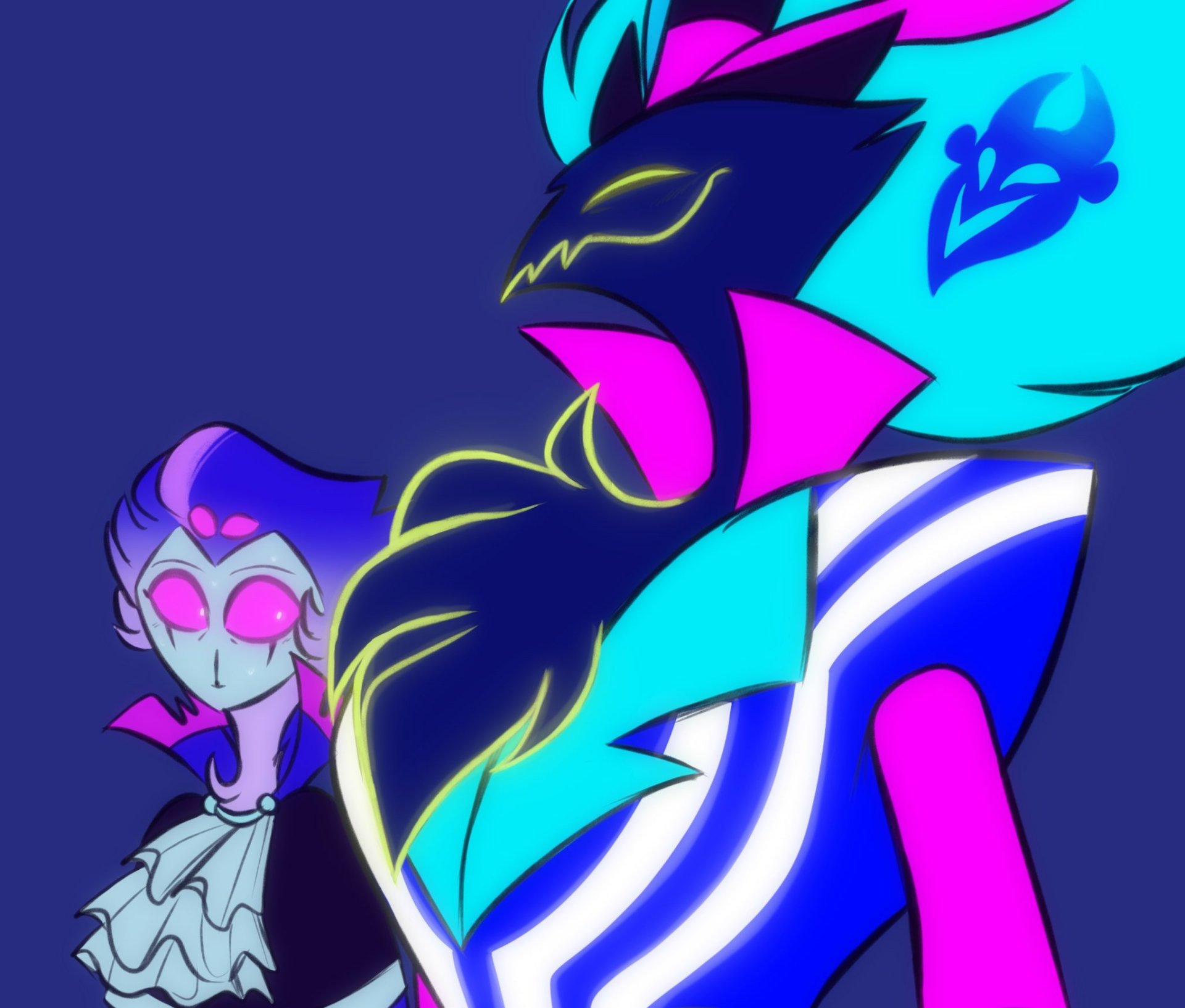 Neon Thrones: Stolas & Asmodeus — Helluva Boss HD Wallpaper | 2048x1743 ...
