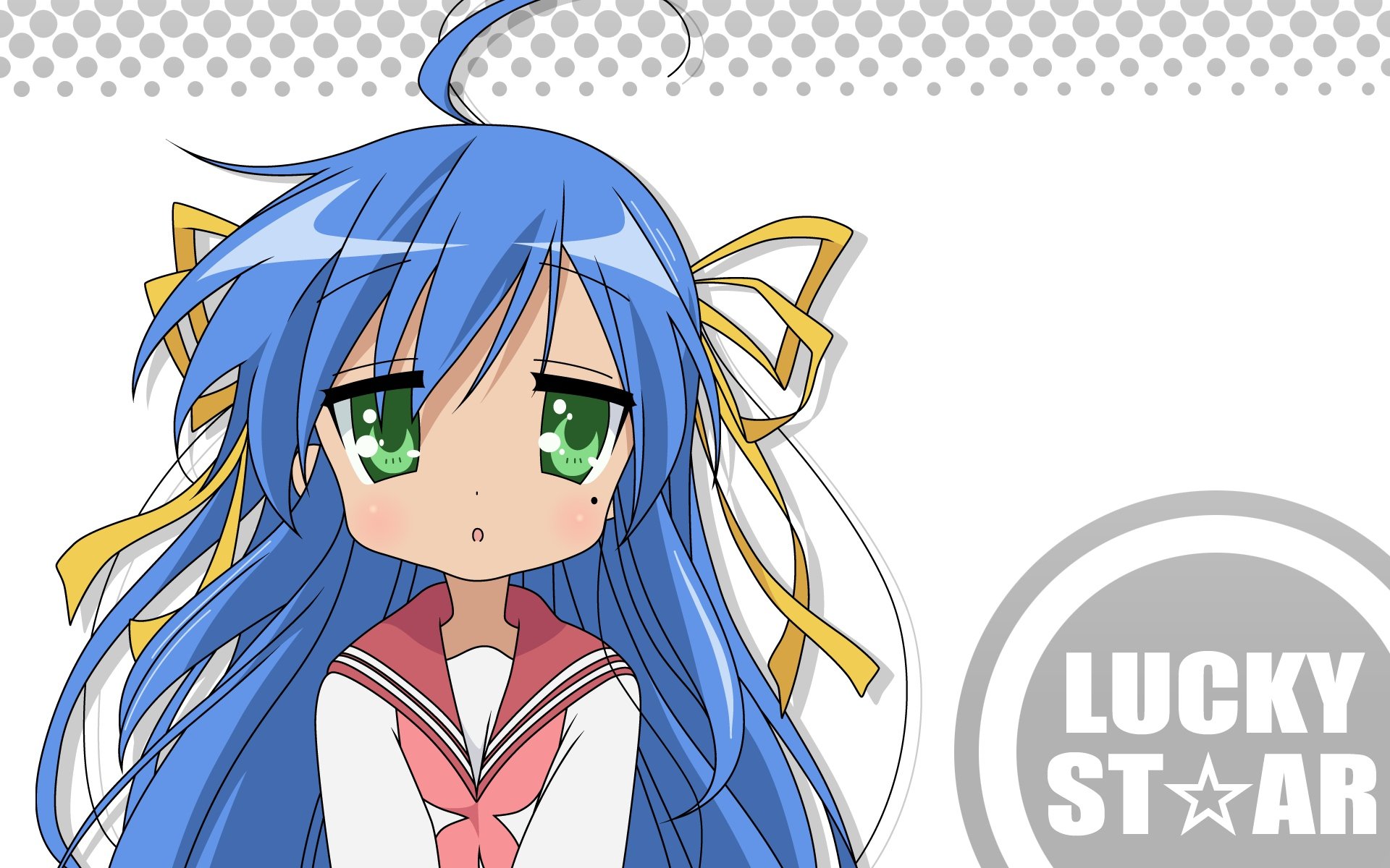 HD Lucky Star Wallpaper: Konata Izumi with Blue Hair & Green Eyes ...