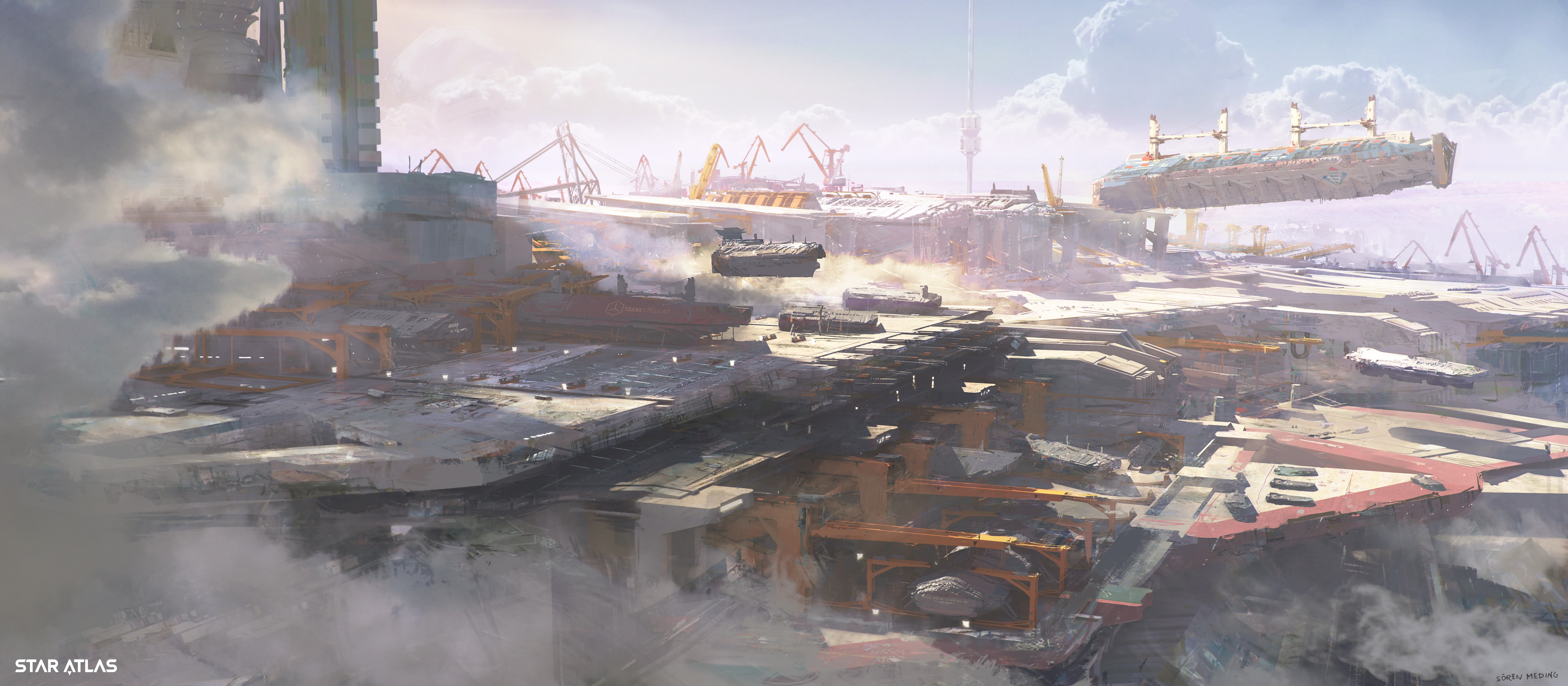 Star Atlas Spaceport Concept Art HD Wallpaper