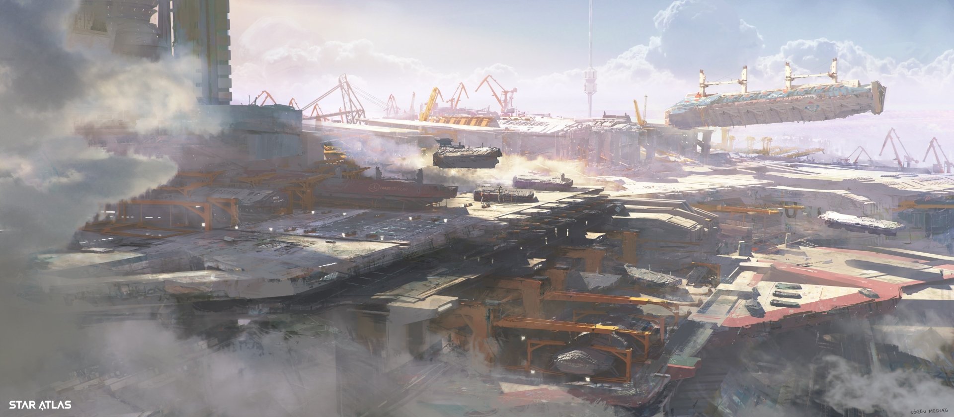 Star Atlas Spaceport Concept Art HD Wallpaper