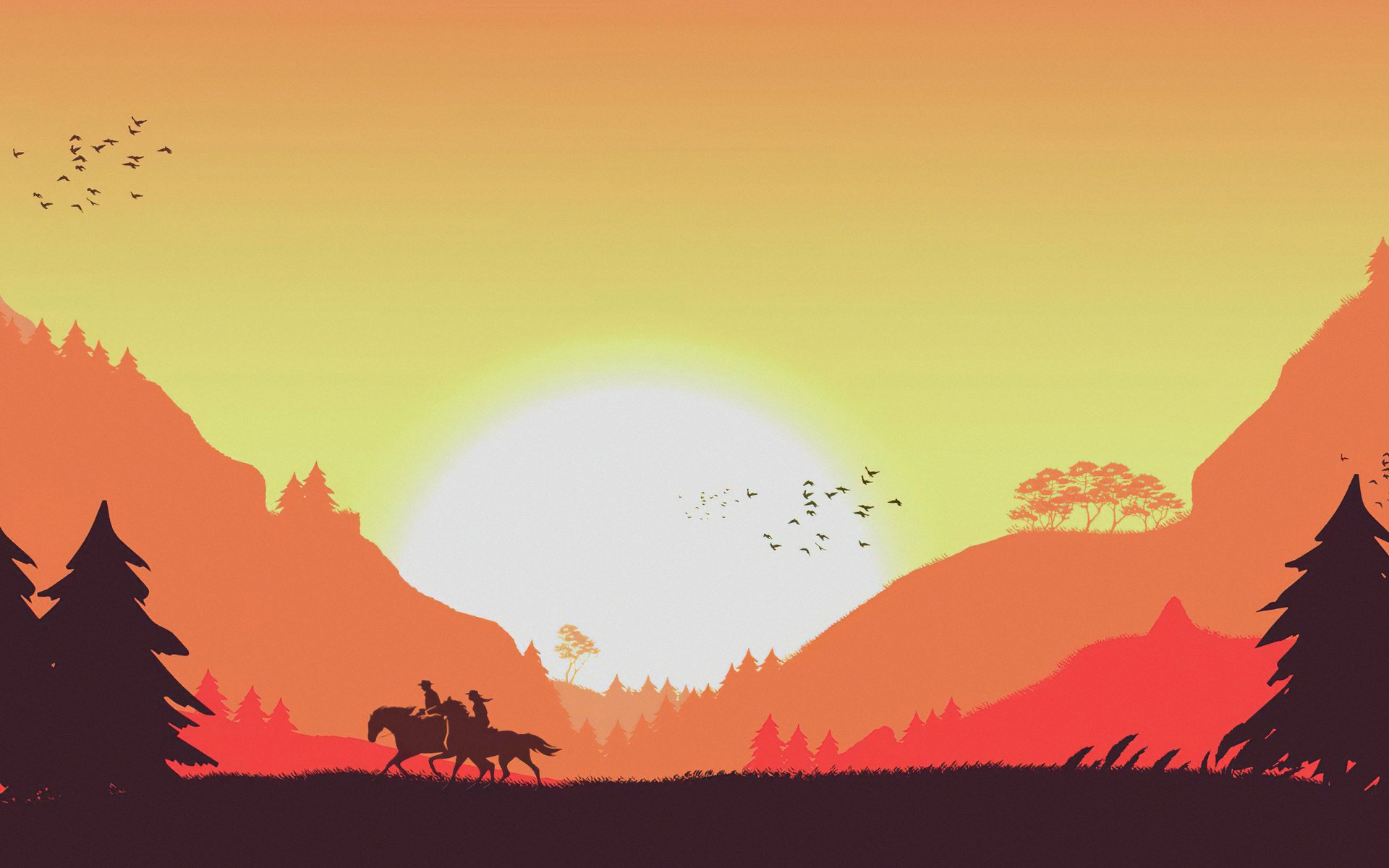 Red Dead Redemption 2 HD Wallpaper: Epic Sunset Ride Through the Wild ...