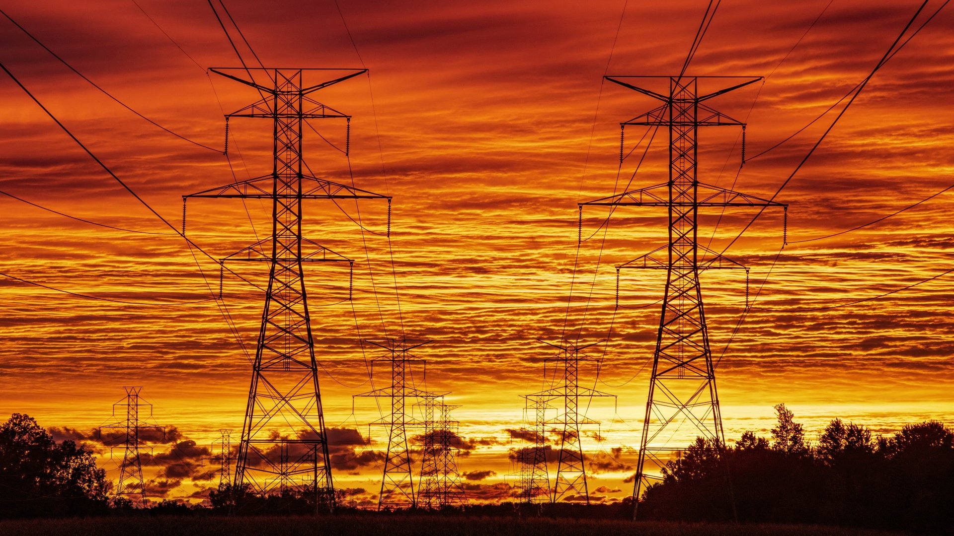Download Sunset Man Made Power Line 4k Ultra HD Wallpaper