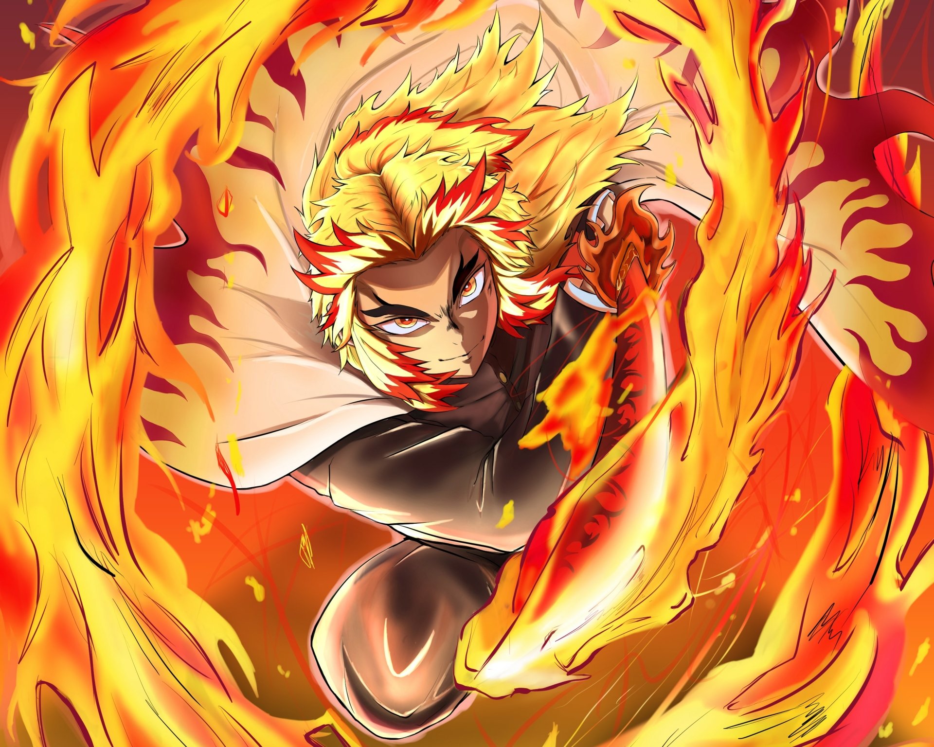 Kyojuro Rengoku — Orange Inferno (Demon Slayer 2K Quad HD Wallpaper) by ...