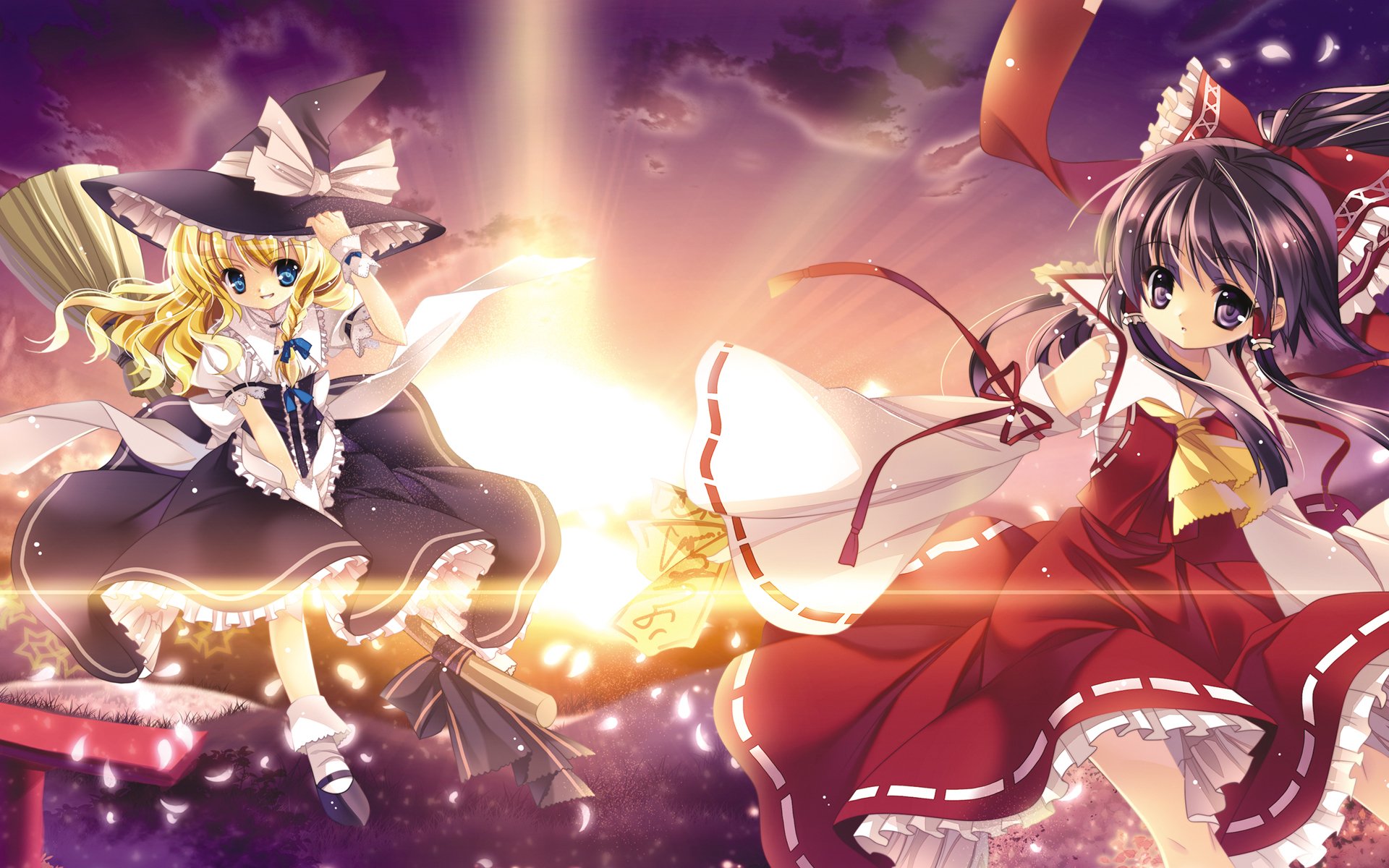 Download Marisa Kirisame Reimu Hakurei Anime Touhou HD Wallpaper by ...