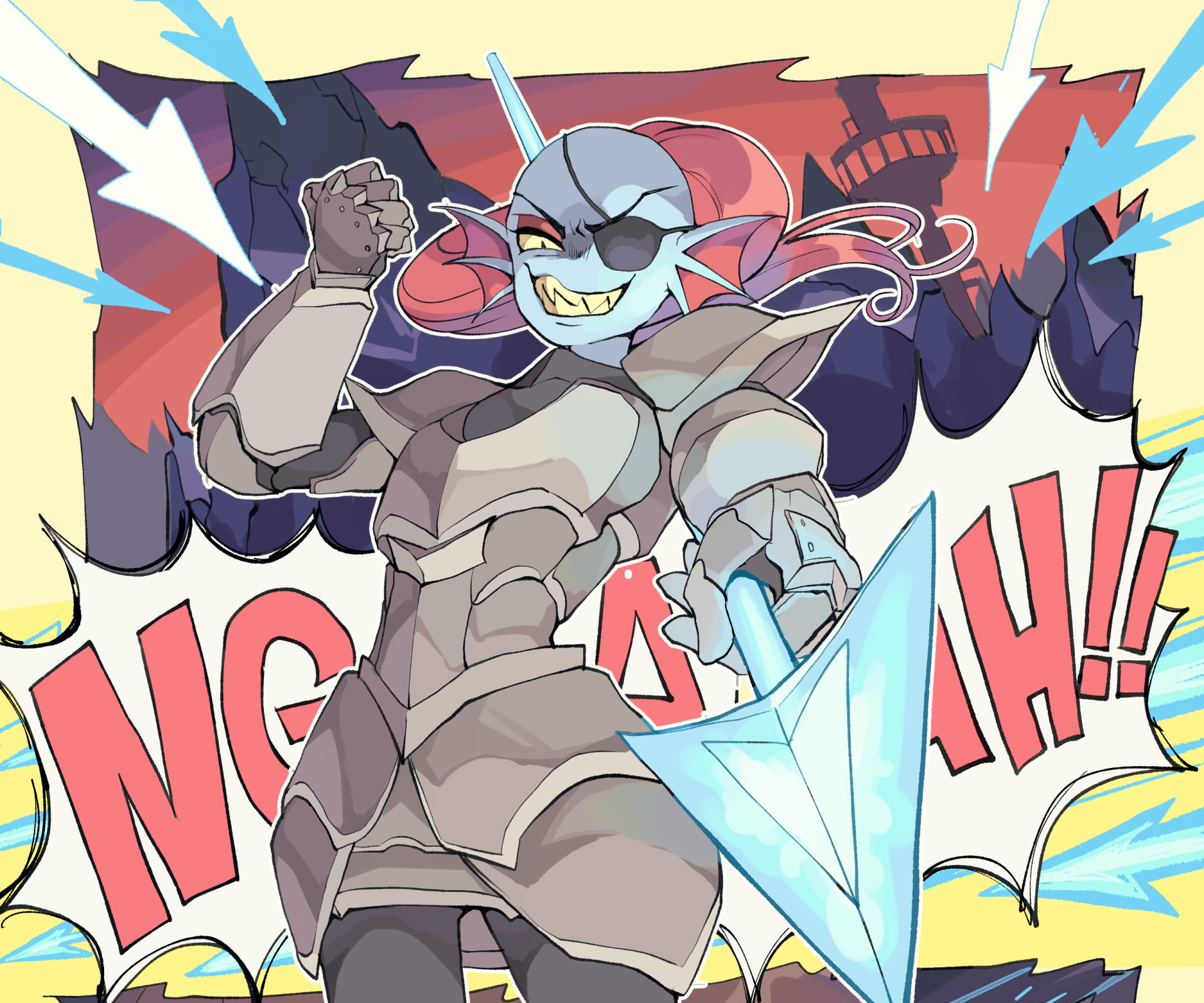 Undyne: 2K Quad‑HD Undertale Battle Wallpaper