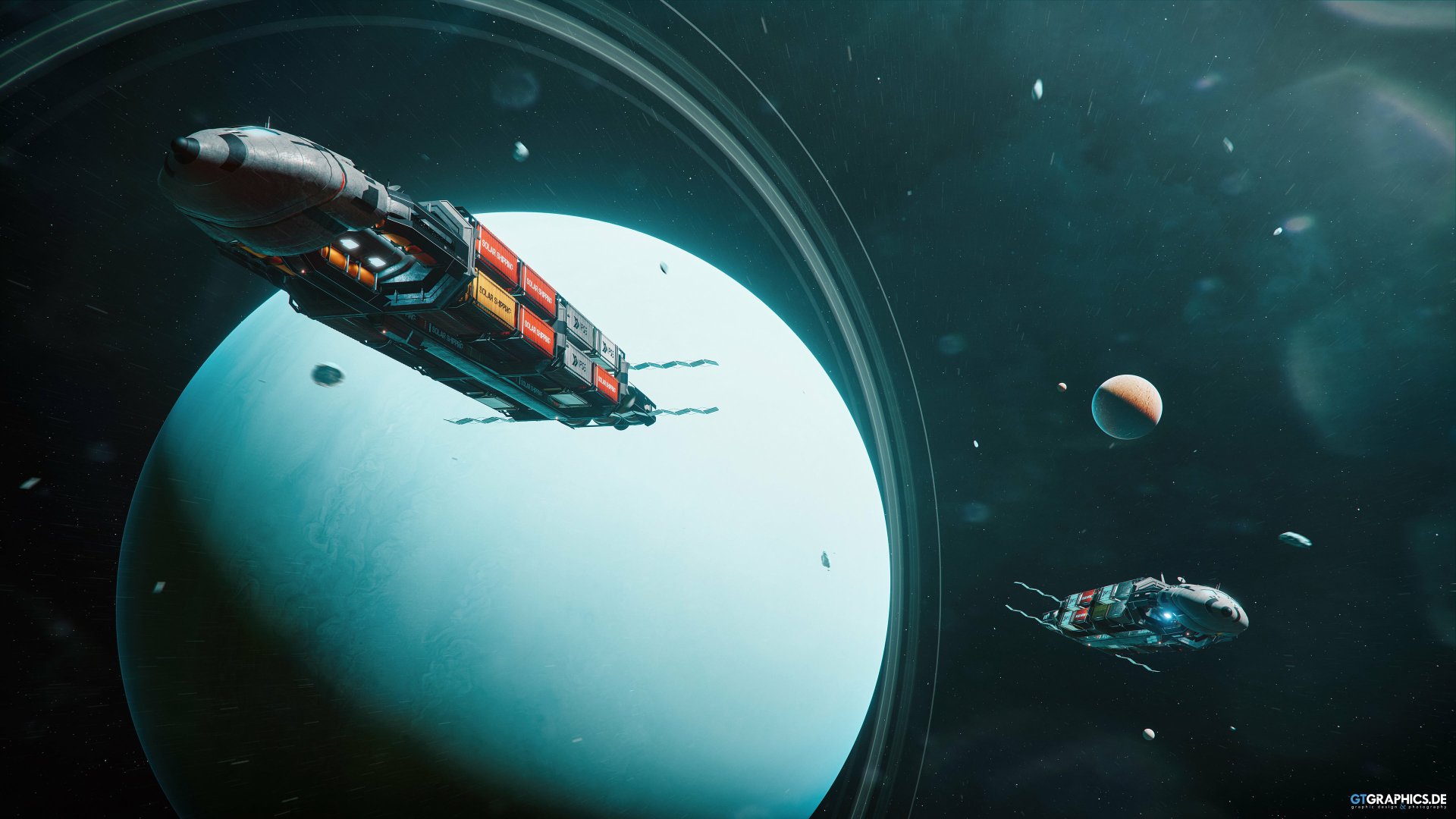 4K Ultra HD Sci-Fi Spaceship Voyage Beyond the Rings | 3840x2160 ...