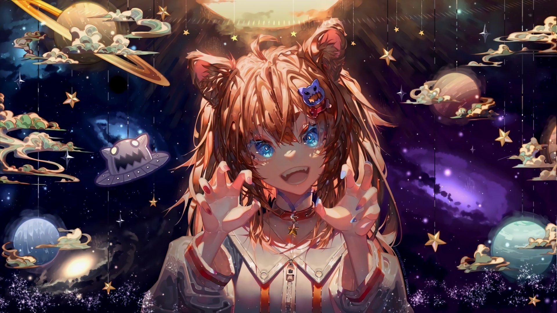 Download Cat Girl Space 4k Ultra HD Wallpaper | 5240x2944 | Wallpaper Abyss