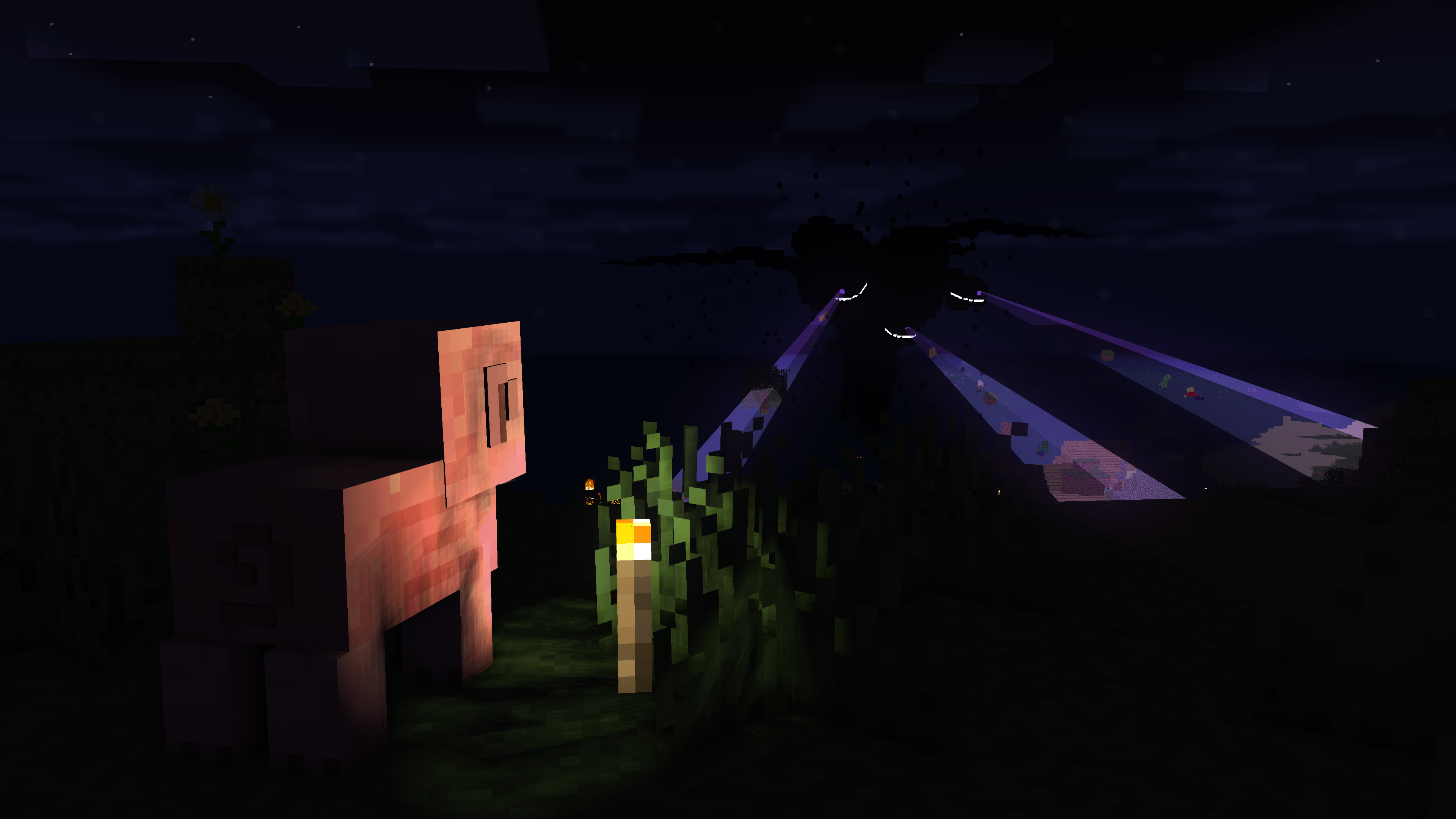 Minecraft Nightscape: 4K Ultra HD Adventure in Darkness