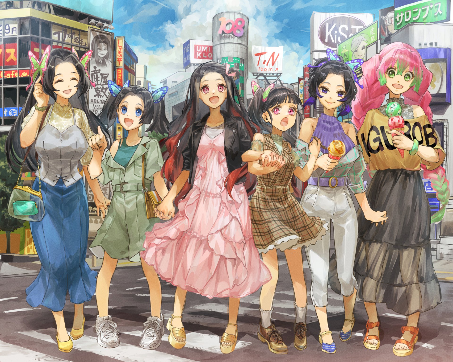 HD Anime Vibes: Demon Slayer Girls in Urban Chic – Kimetsu no Yaiba ...