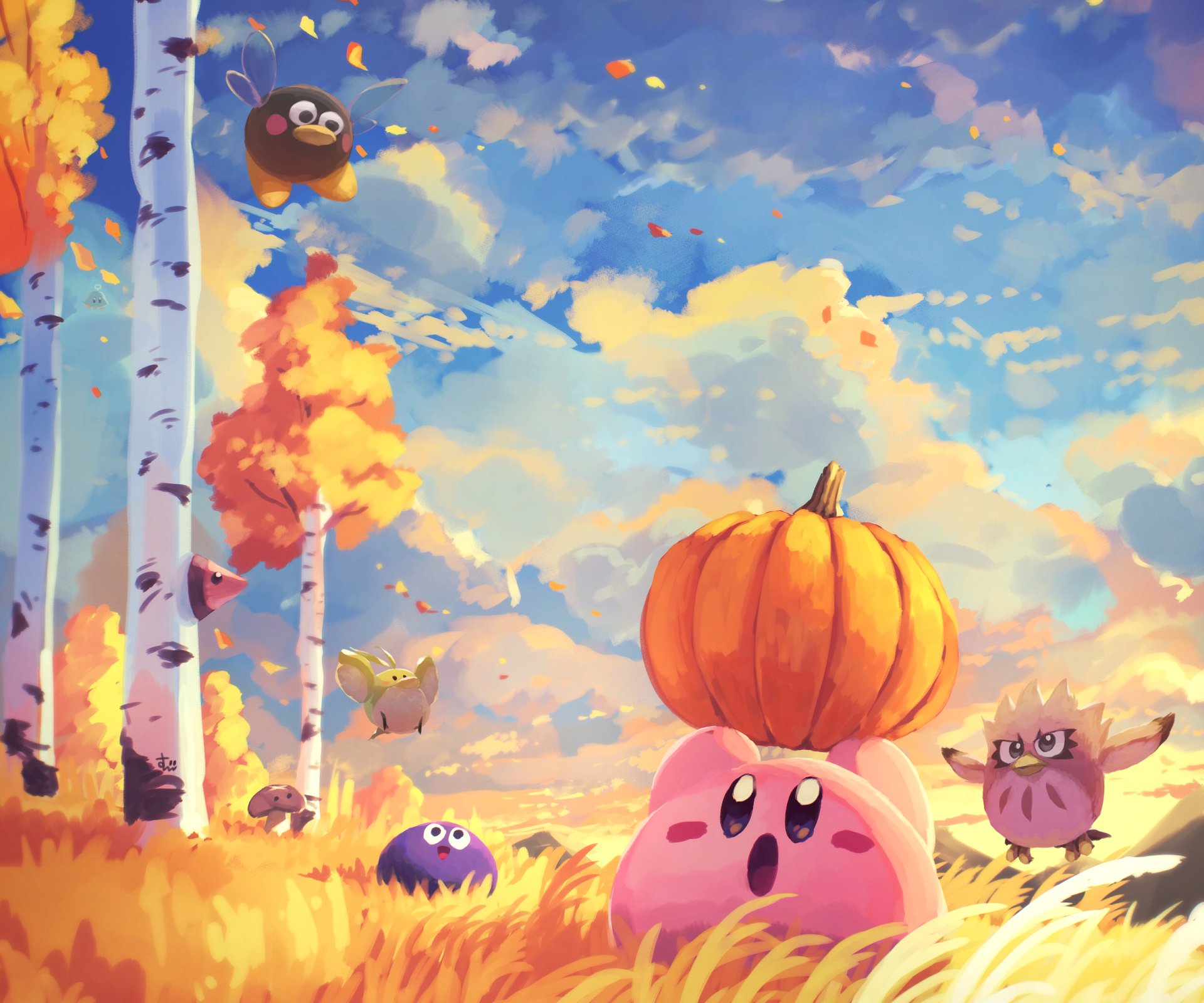Kirby’s Autumn Adventure – HD Video Game Wallpaper Delight by すびかか