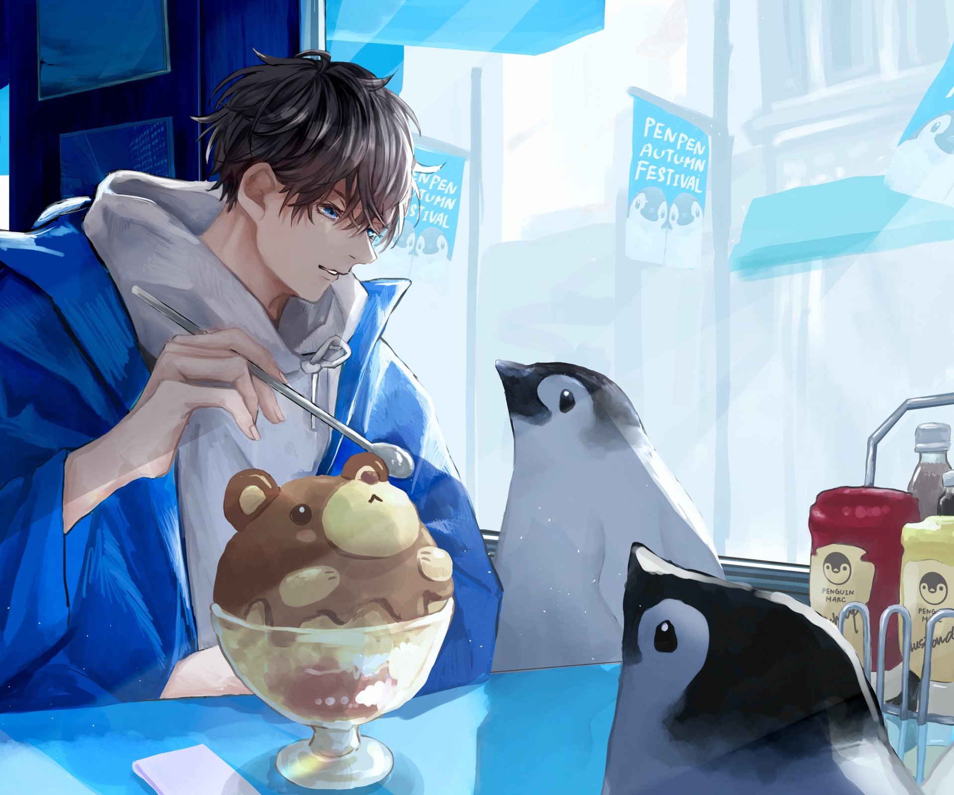 4K Ultra HD Anime Boy — Penguin Parfait | 4961x4134 | Wallpaper Abyss