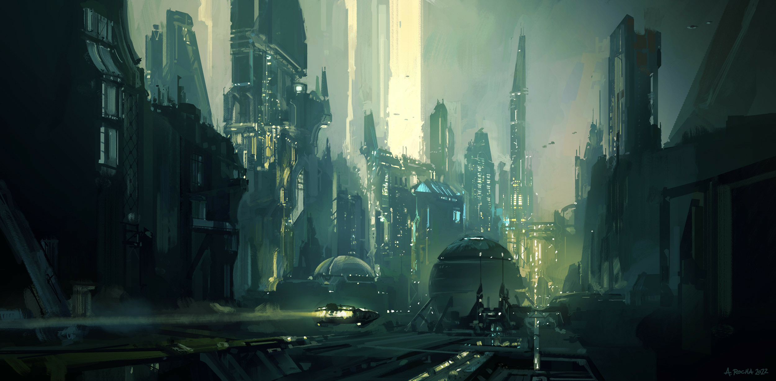 Download Sci Fi City Sci Fi City HD Wallpaper by Andreas Rocha