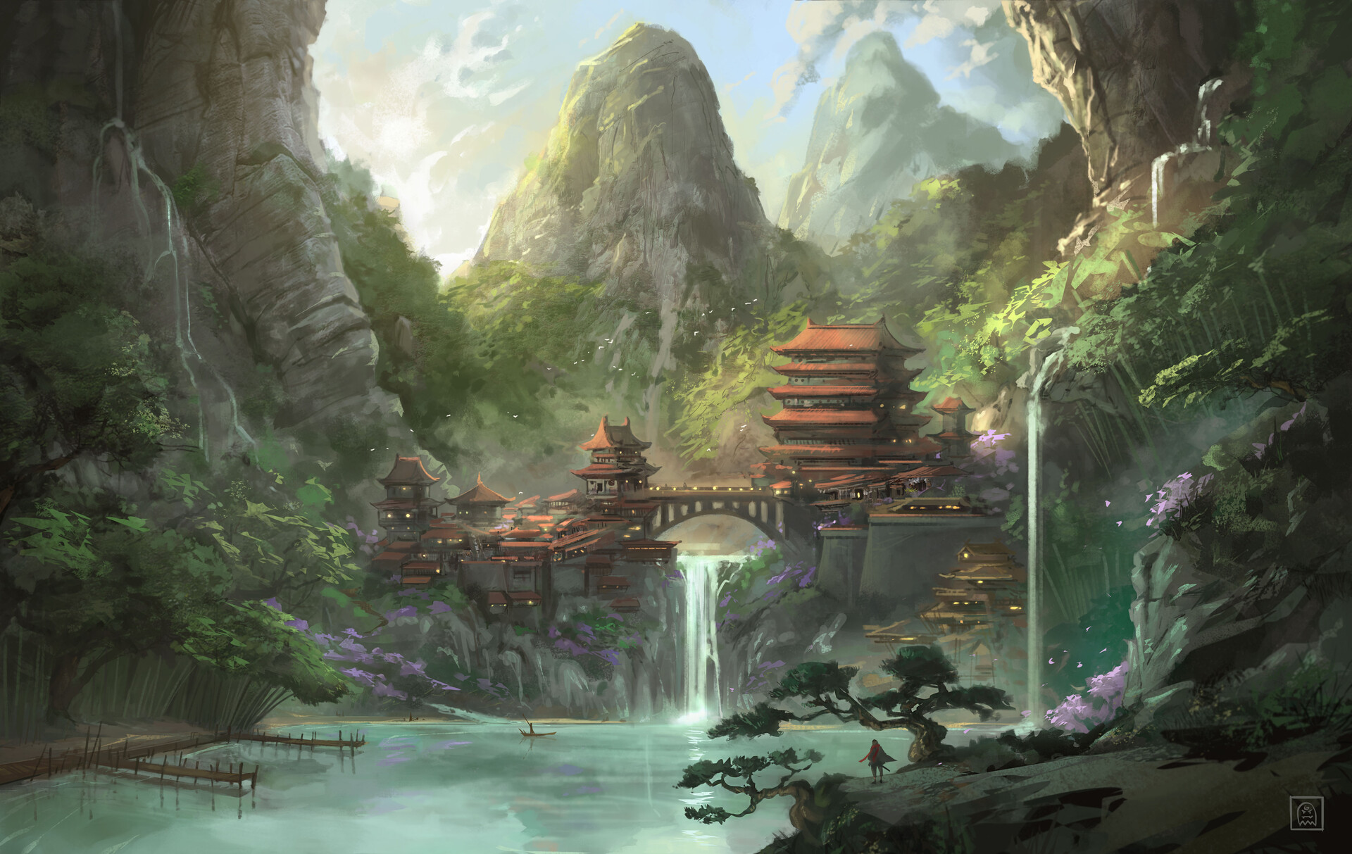 Enchanted Mountain City – Fantasy HD Wallpaper by Dimitris Iliopoulos