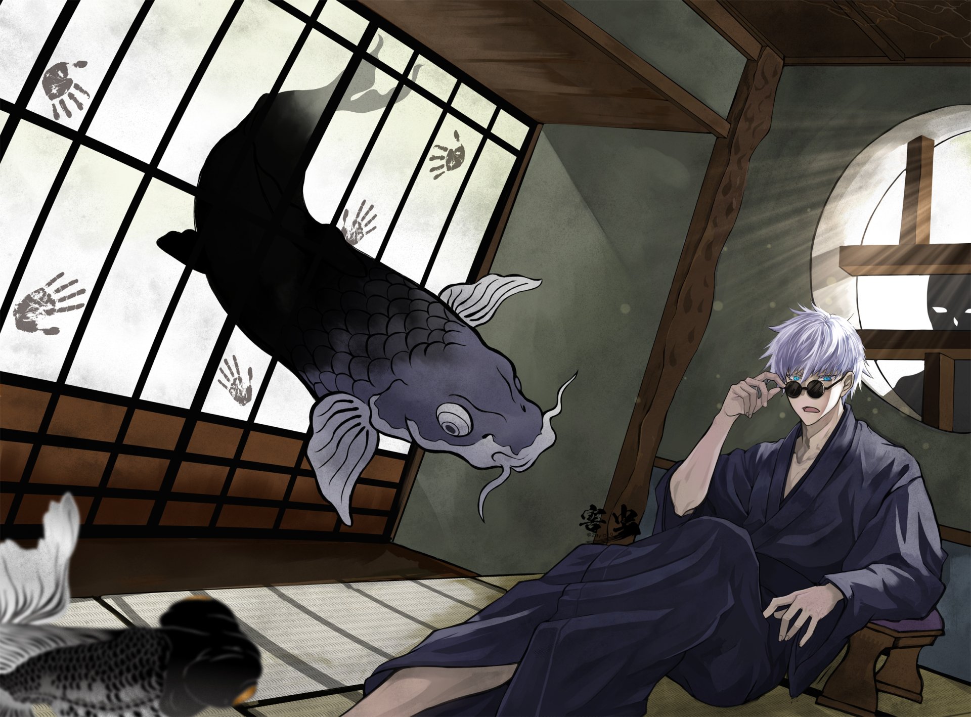 Satoru Gojo HD Wallpaper - Jujutsu Kaisen Anime Style by 害虫