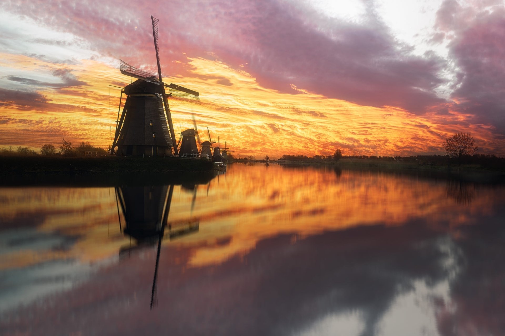 Download Sunset Man Made Windmill HD Wallpaper | 2000x1333 | Wallpaper ...