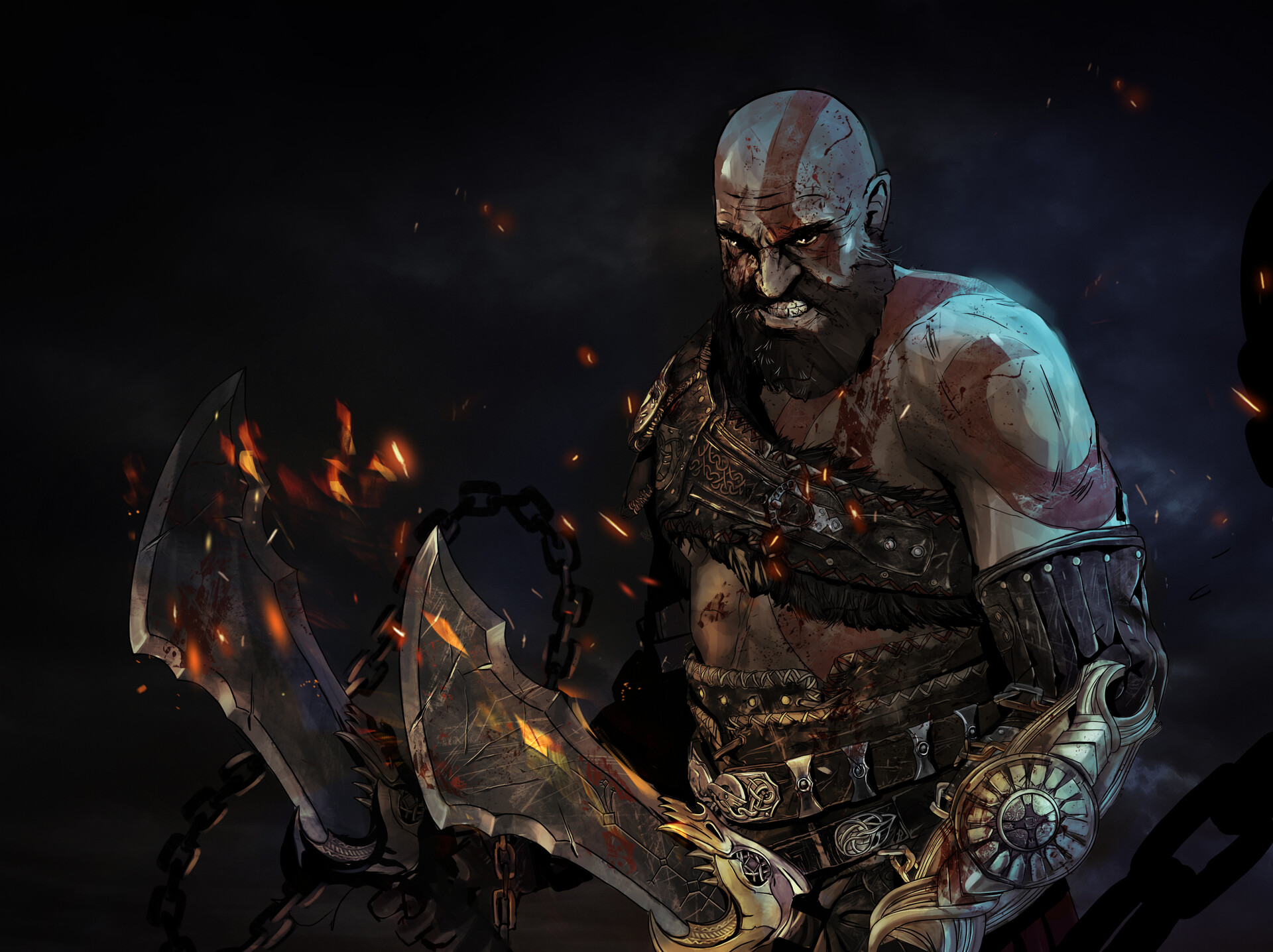 Kratos Unleashed: God of War Ragnarok HD Wallpaper Heroic Portrait by ...