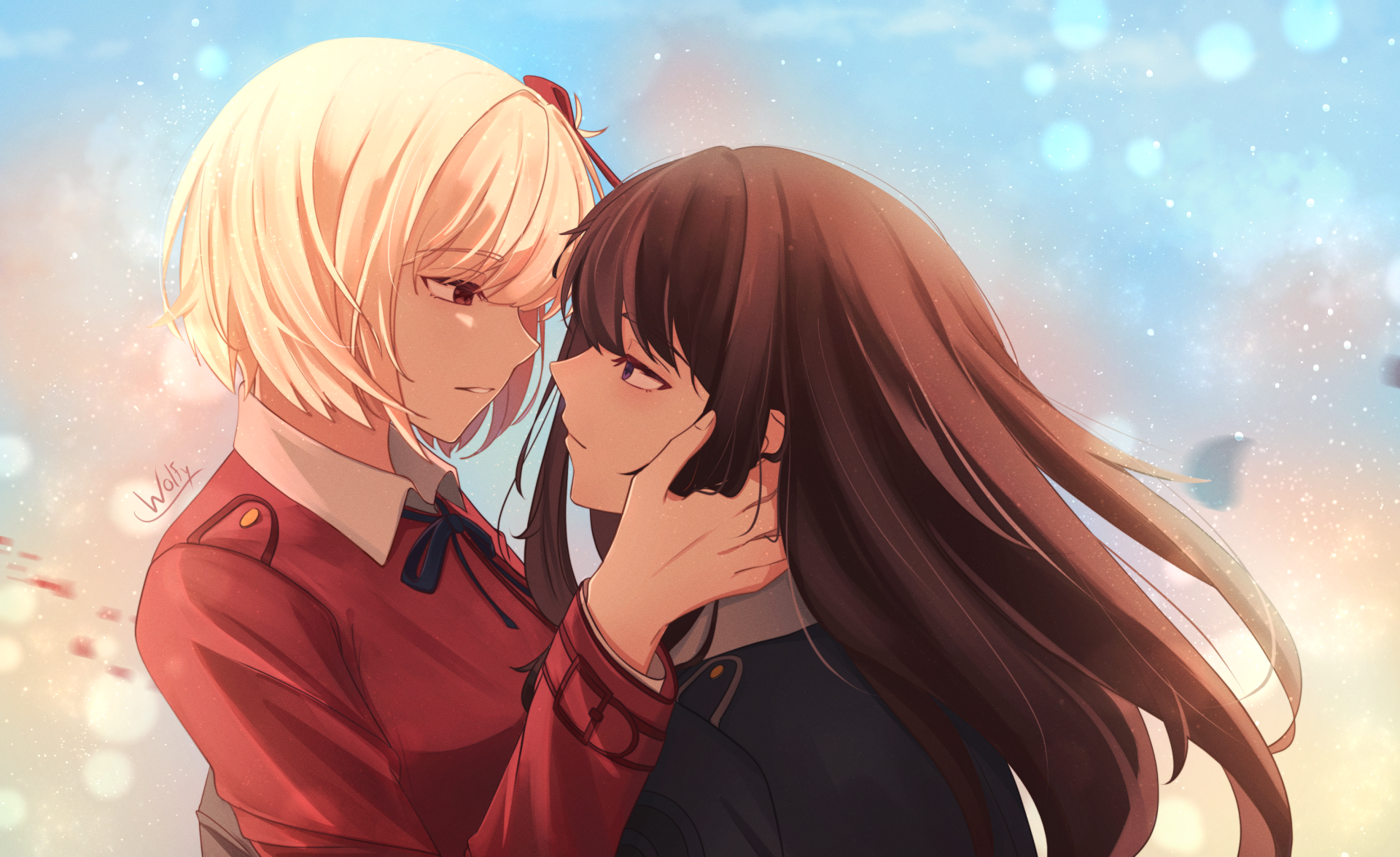 Lycoris Recoil: Takina & Chisato — 2K Sunset Wallpaper by wolfy ...