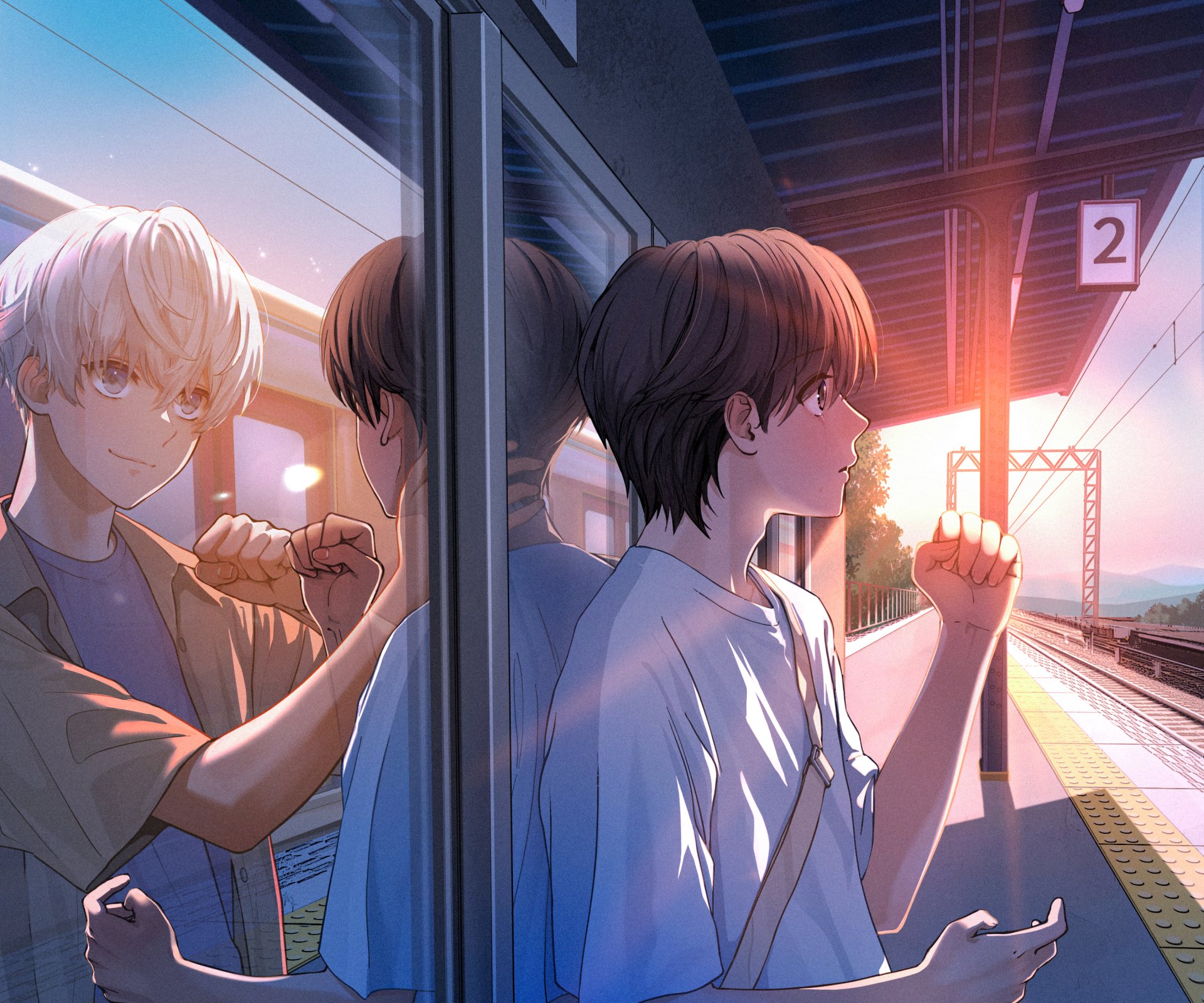 Download Anime Boy Train Station Anime Boy HD Wallpaper by MacaronK