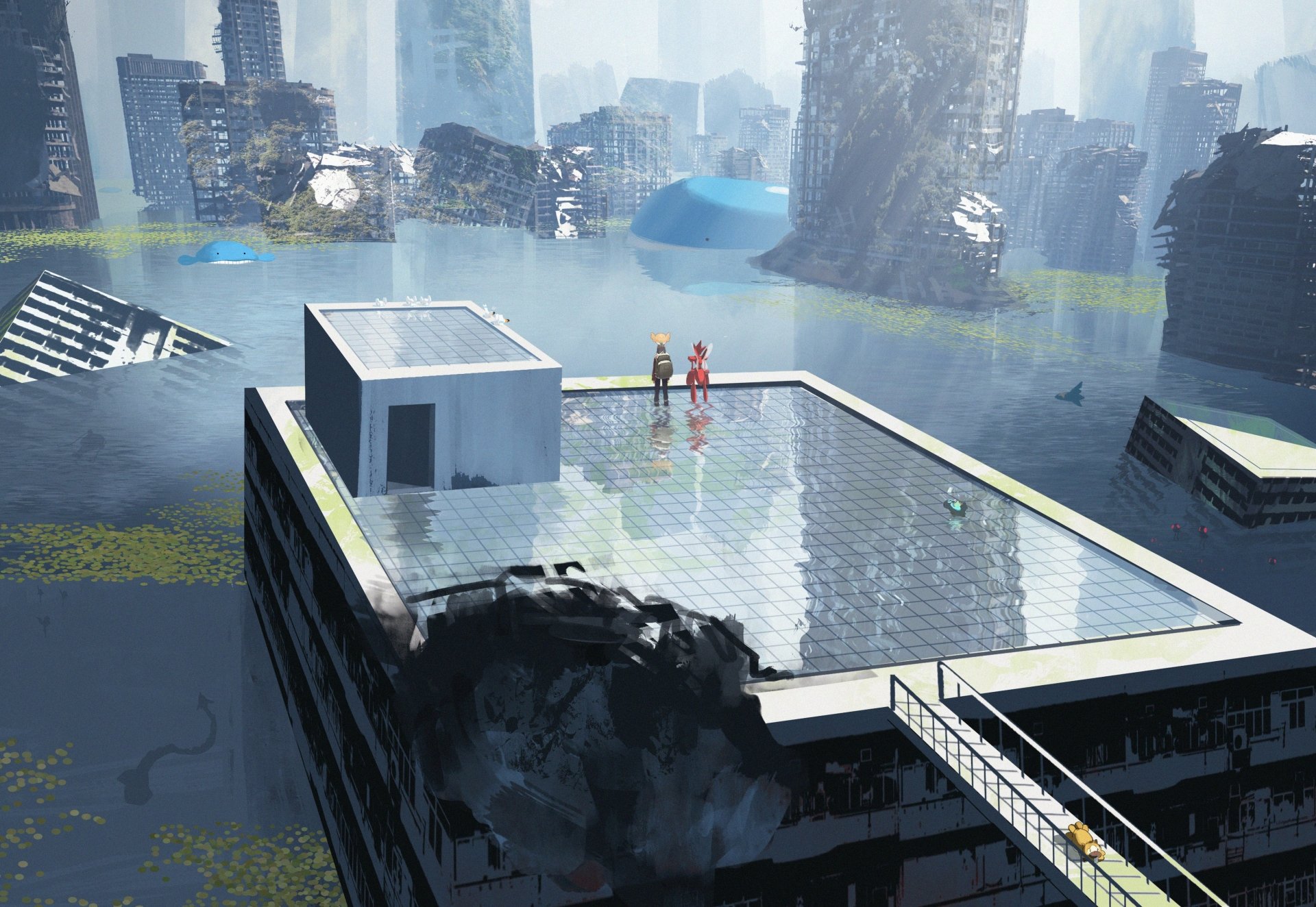 4K Ultra HD Anime Pokémon Cityscape Adventure Wallpaper