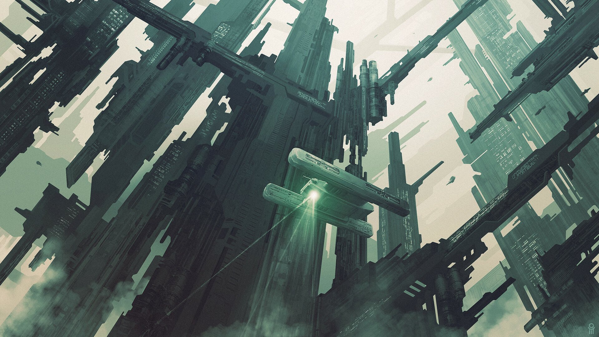 Futuristic Skyline: HD Sci-Fi Cityscape Wallpaper by Oleg Tarasenko