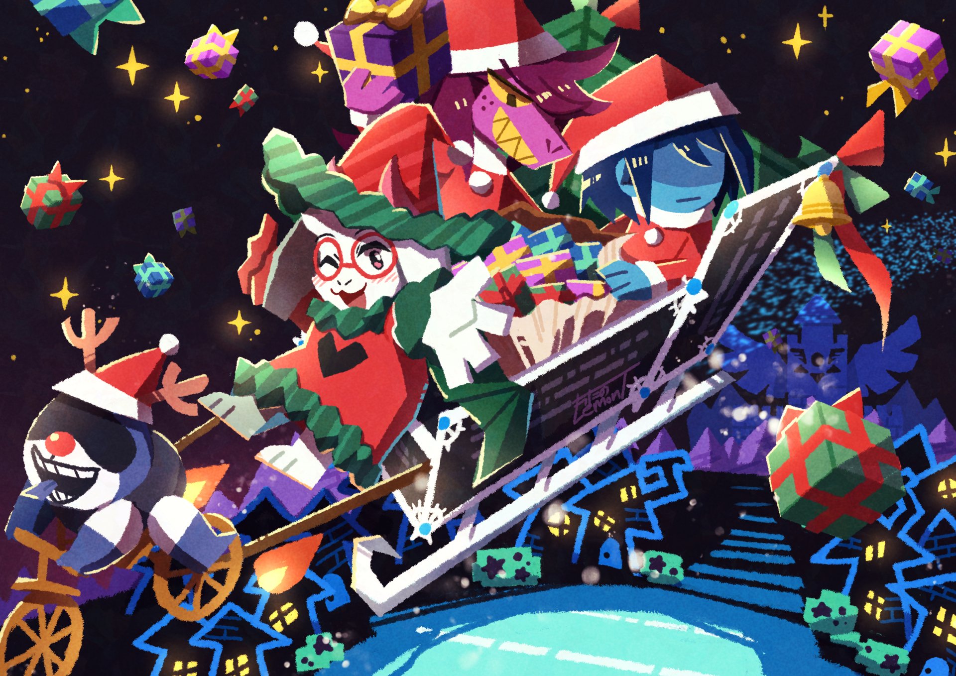 Deltarune Christmas Adventure: Kris, Ralsei, Susie & Lancer in 4K Ultra ...
