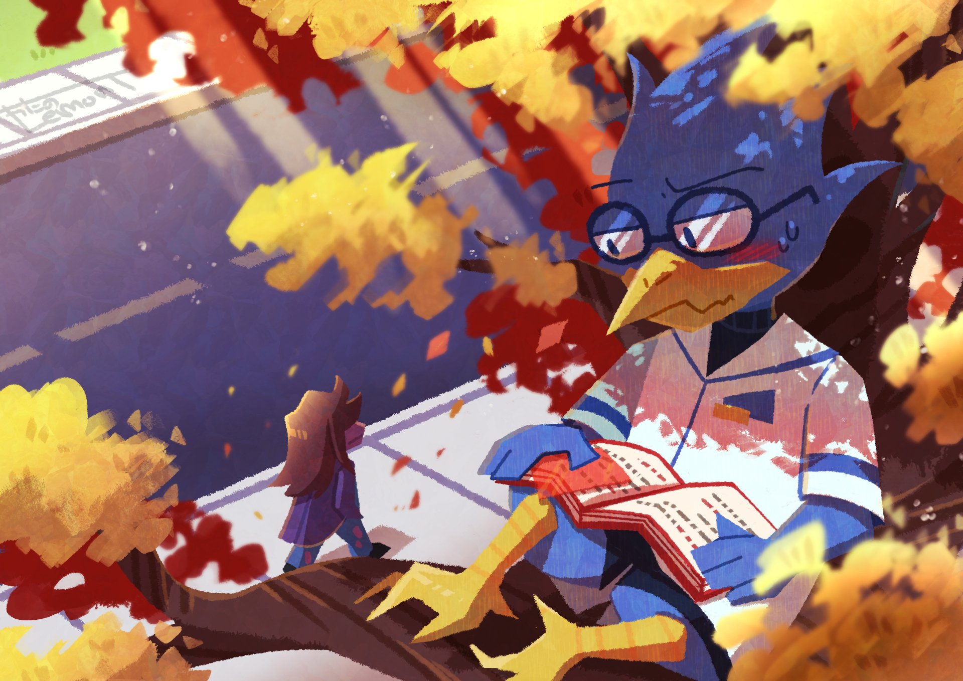 Berdly in Autumn - Deltarune 4K Ultra HD Video Game Wallpaper by 綿野レモンT