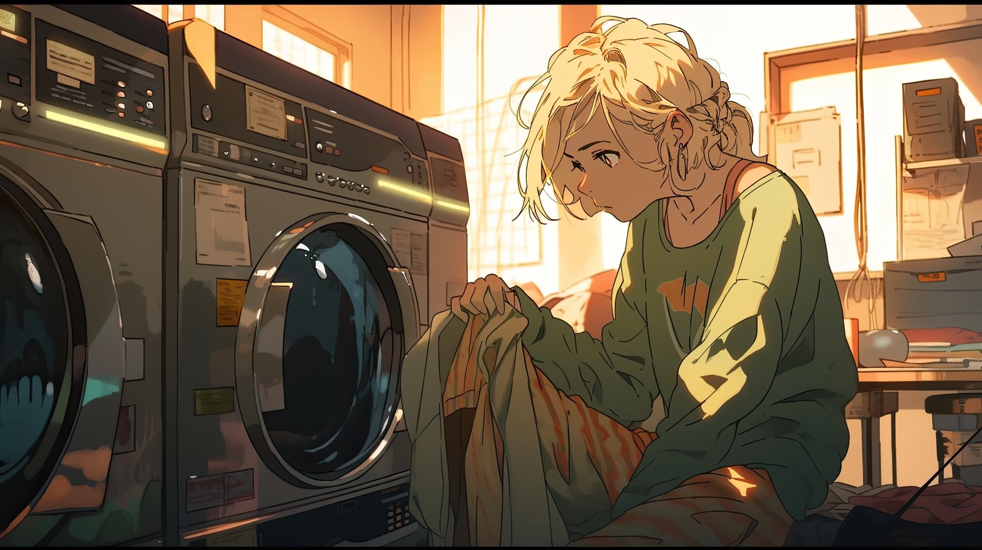 8K Ultra HD Anime Laundry Moment – Original AI Art Scene by Tadokiari