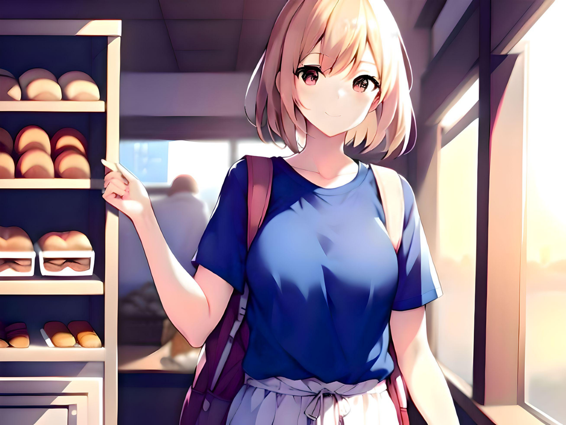 Anime girl in Bakery by CptGui