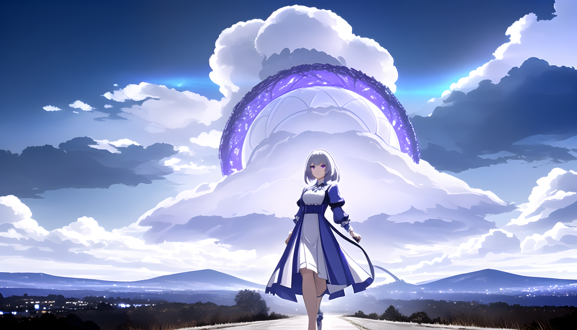A girl with cloud by CptGui | 7168x4096 | Wallpaper Abyss