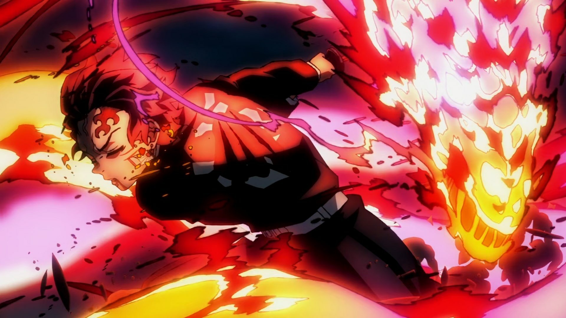 Kimetsu no Yaiba HD Wallpaper: Fiery Battle Scene