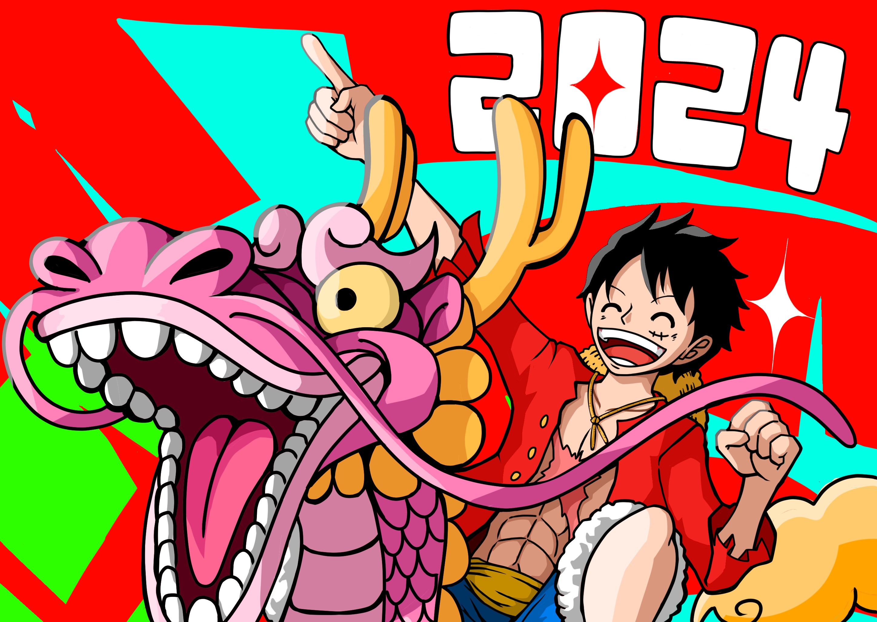One Piece HD Wallpaper: Luffy & Kozuki Momonosuke Adventure by U-M@
