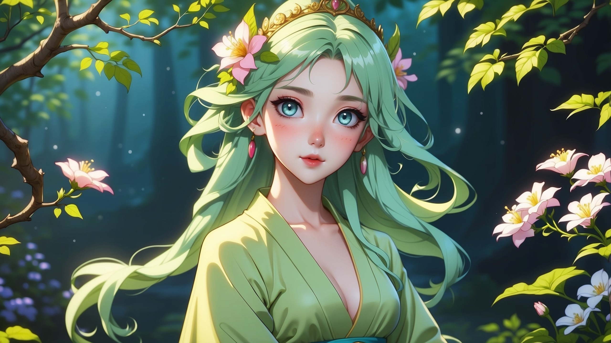 Earth Goddess Wearing Flowy Robes by AnimeHead