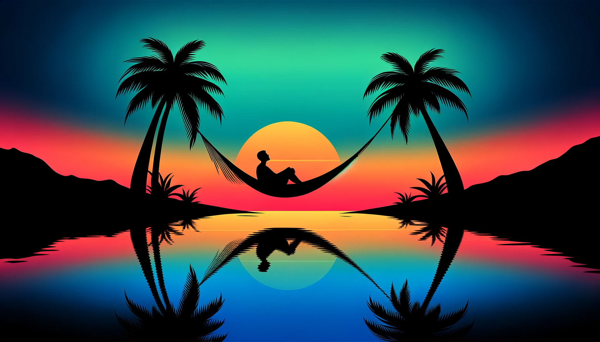 Tranquil Sunset Hammock - Relaxing Tropical HD Wallpaper by robokoboto