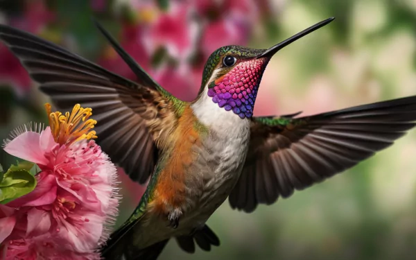 Vibrant Hummingbird in 4K Ultra HD Wallpaper by QuantumCurator