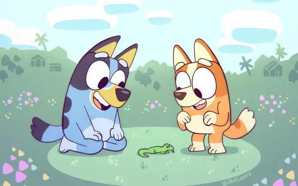 Bluey HD Wallpaper: Fun and Adventure in a Vibrant TV Show Scene