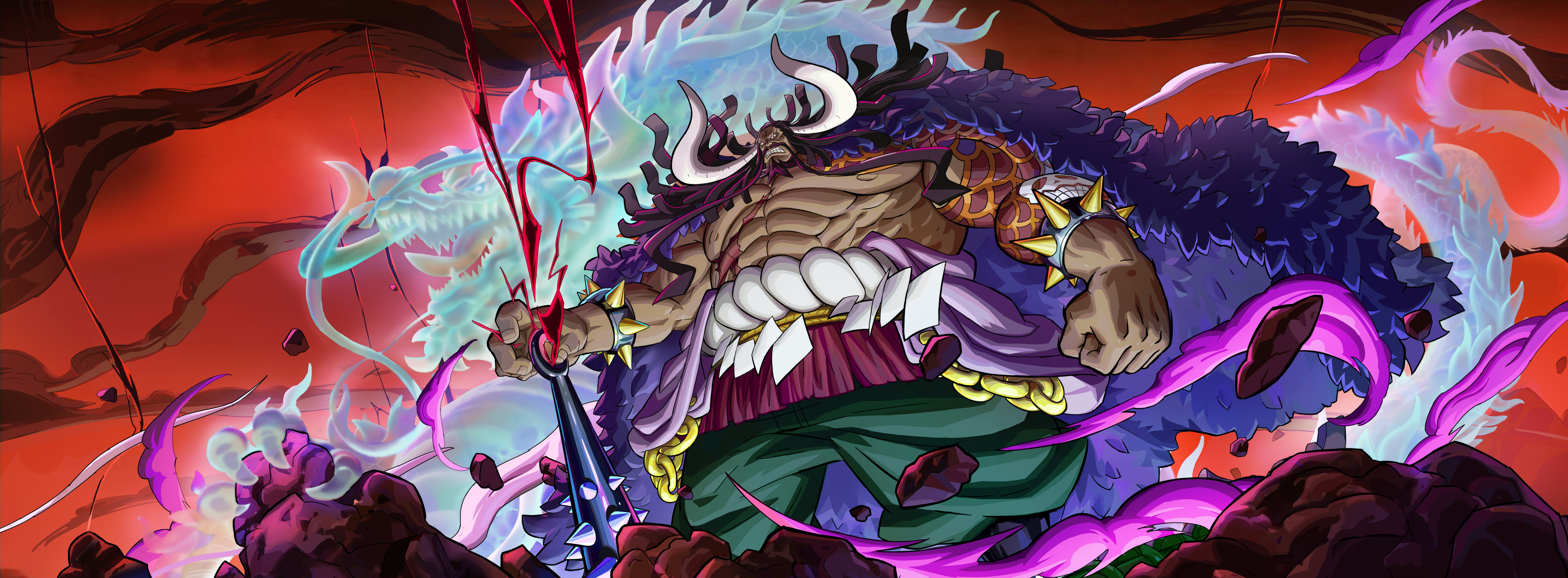 Epic Kaido HD Wallpaper – One Piece's Dragon Emperor Unleashed by Mino ...