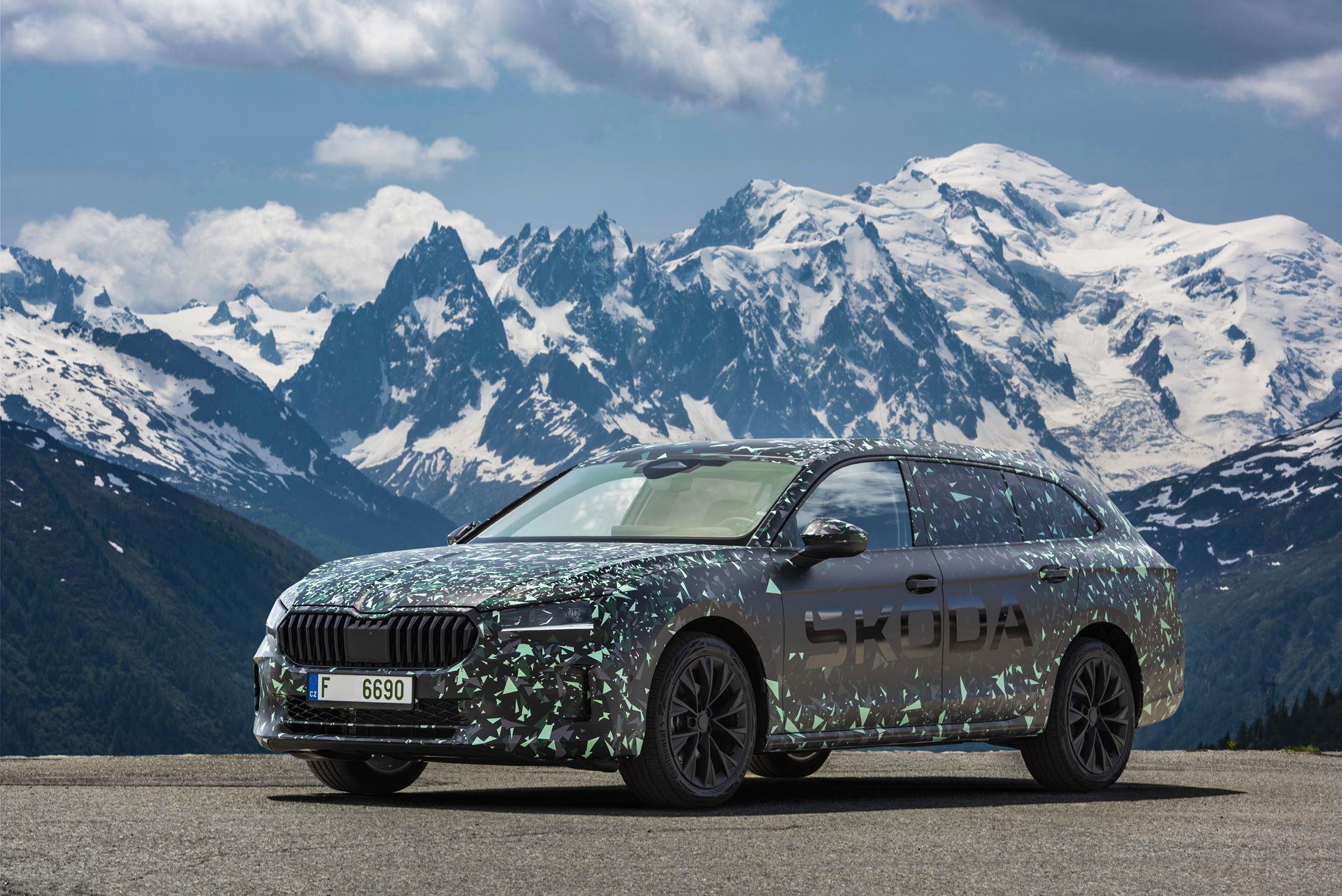 Škoda Superb Car HD Wallpaper - Majestic Mountain Backdrop