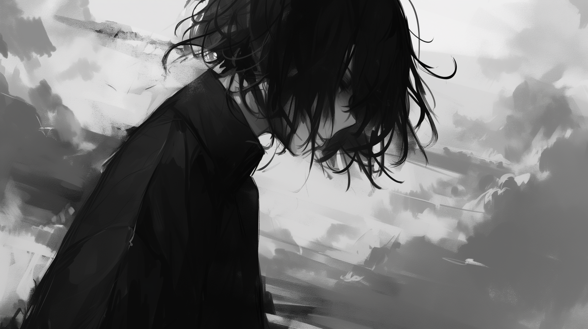 Gothic Emo Anime Character HD Wallpaper by robokoboto