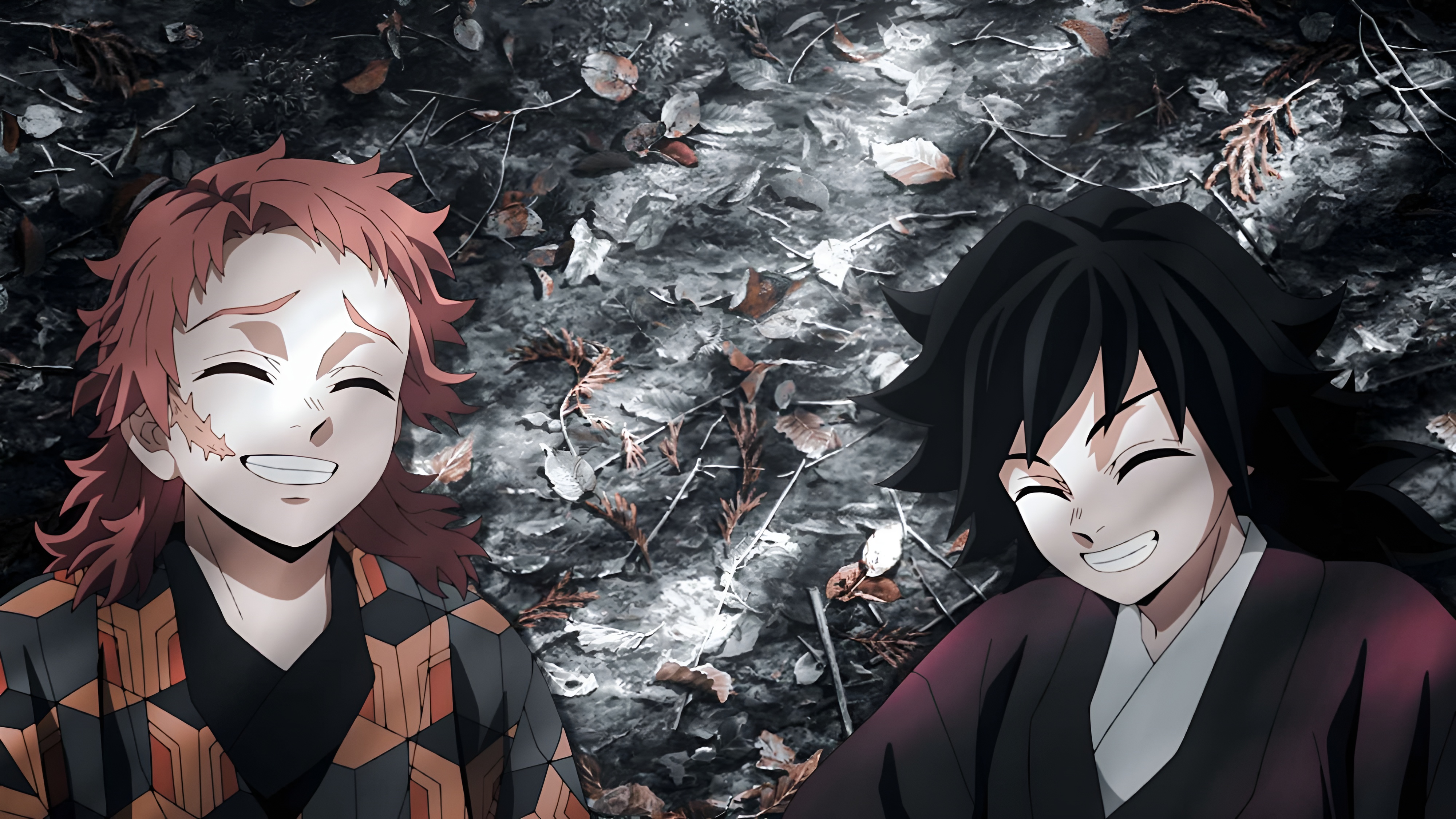 Demon Slayer 4K Ultra HD Anime Wallpaper – Tanjiro & Giyu Smiling Scene