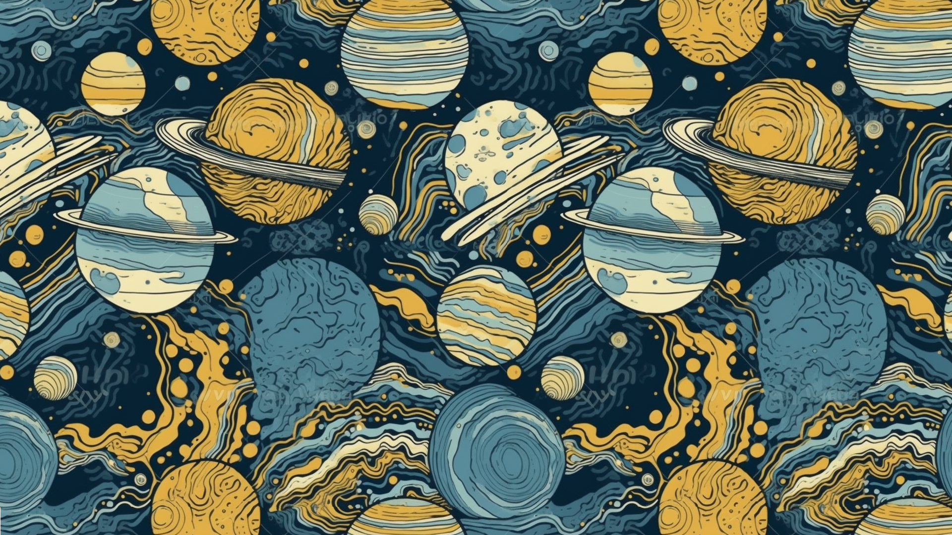 Desktop background of abstract planets and gas structures by nutfalcon