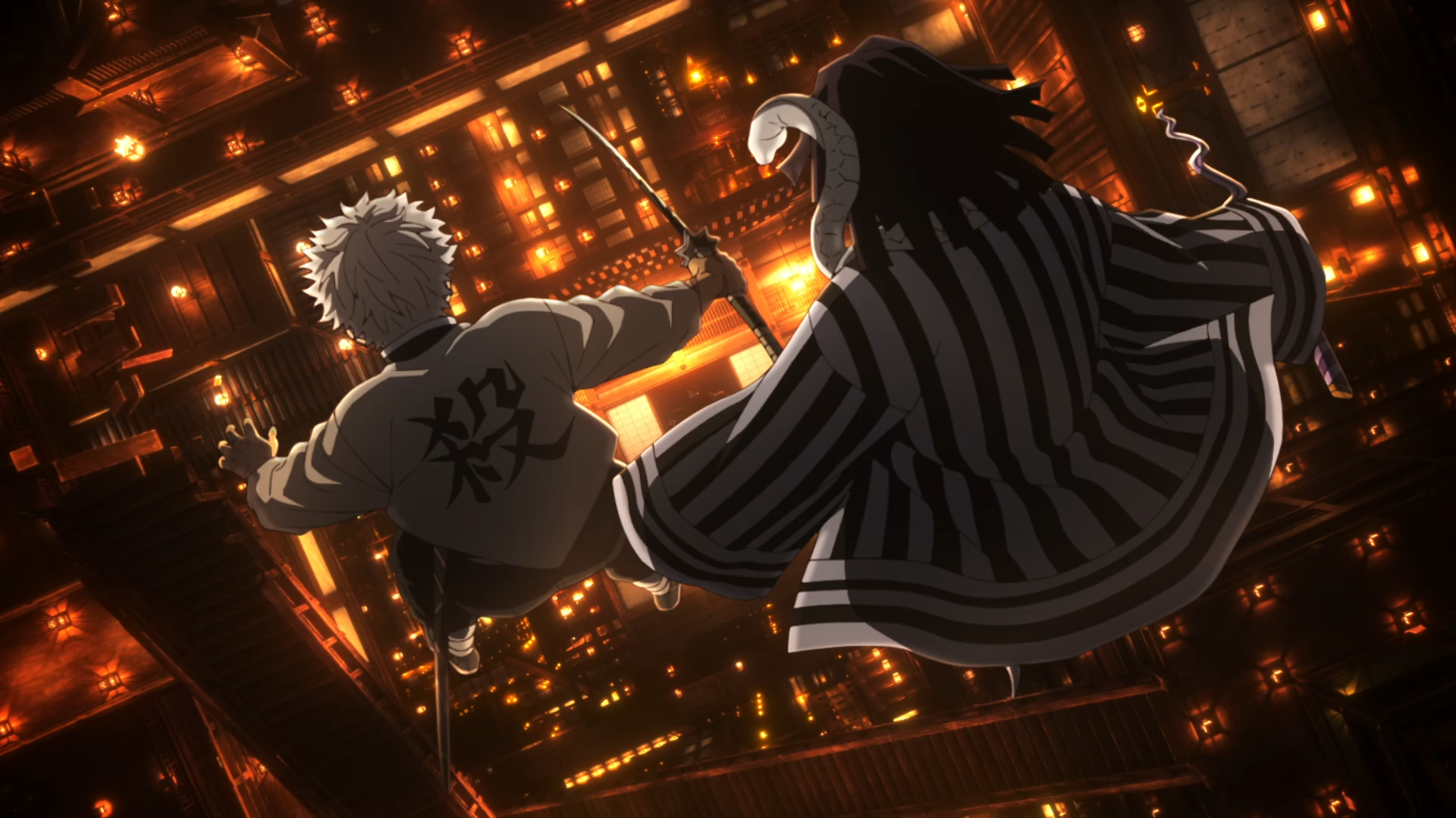 Sanemi & Obanai: Fiery Duel in Demon Slayer HD Wallpaper