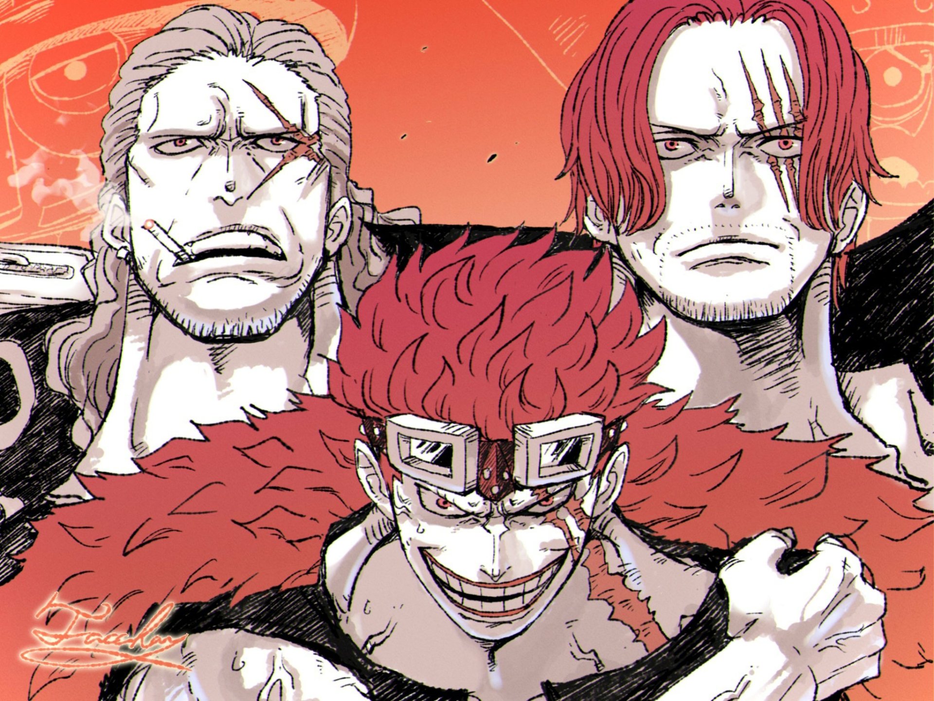 Download Anime One Piece Eustass Kid Shanks (One Piece) Benn Beckman HD ...