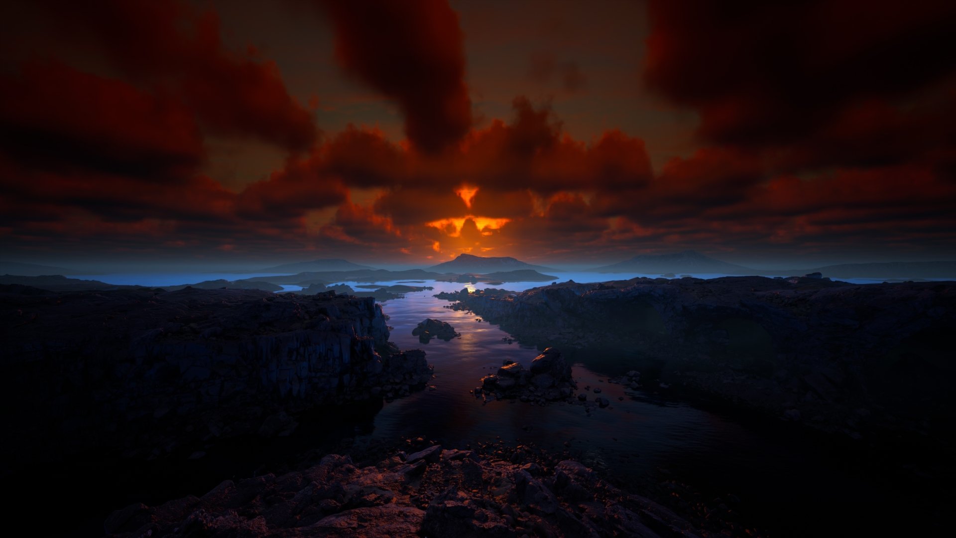 Download Virtual Reality Water Dawn HD Wallpaper by GMUNK